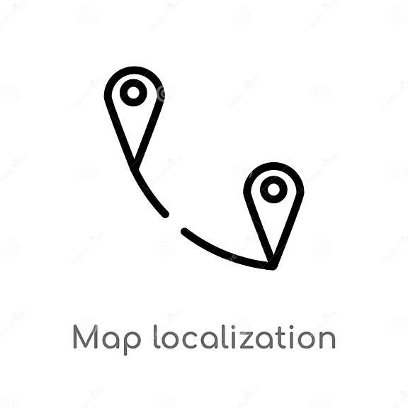 Outline Map Localization Vector Icon. Isolated Black Simple Line ...