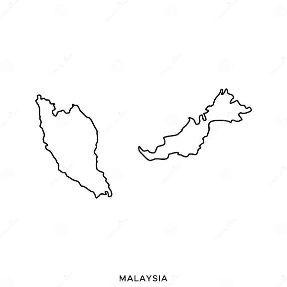 Outline Map of Malaysia Vector Design Template. Editable Stroke Stock ...