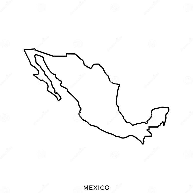 Outline Map of Mexico Vector Design Template. Editable Stroke Stock ...