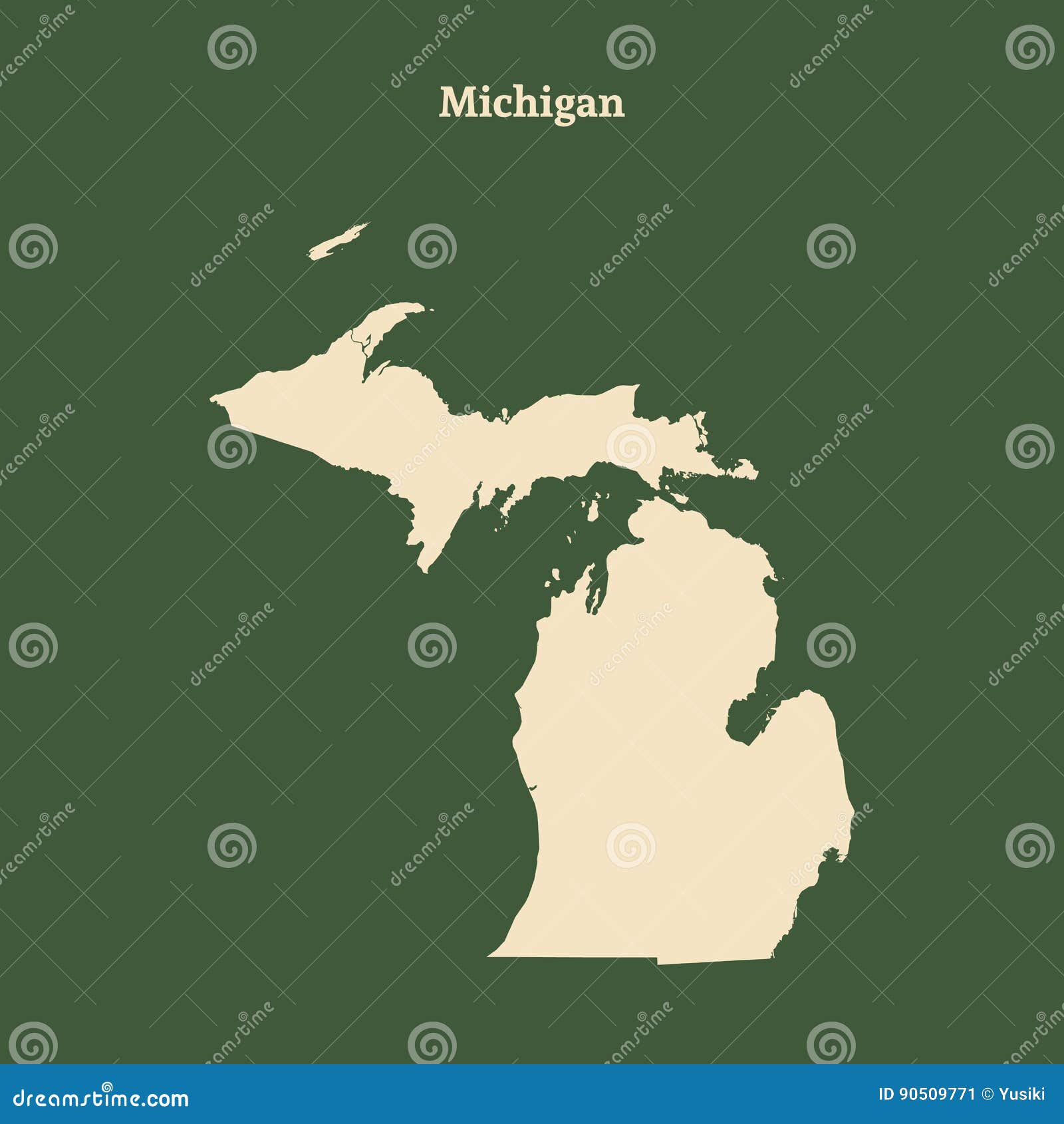 Outline Map of Michigan. Illustration. Stock Illustration ...