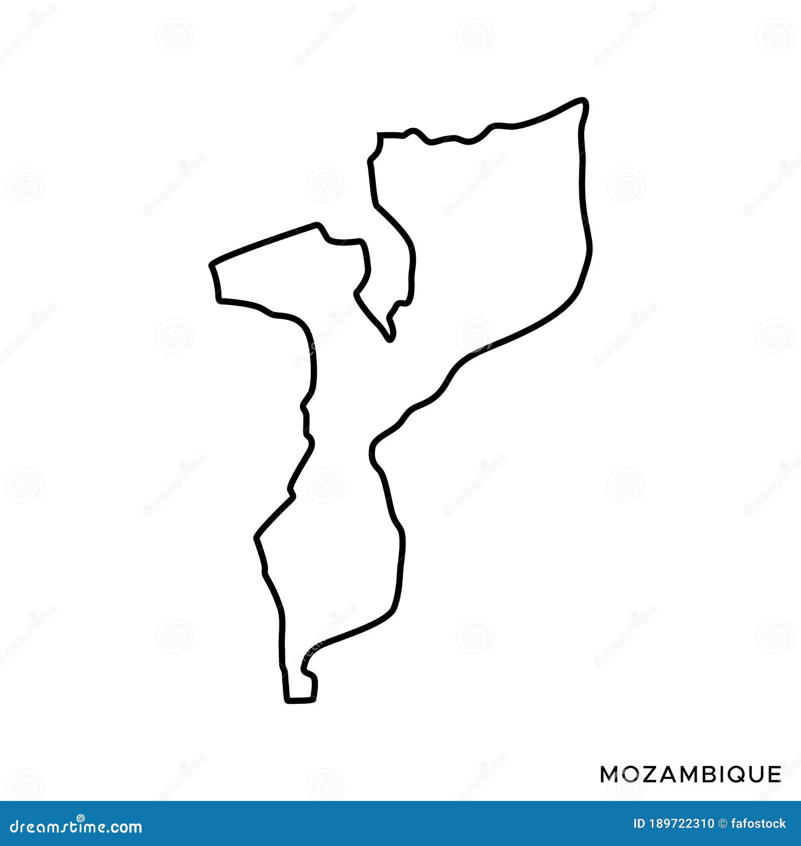 Outline Map of Mozambique Vector Design Template. Editable Stroke Stock Vector - Illustration of ...