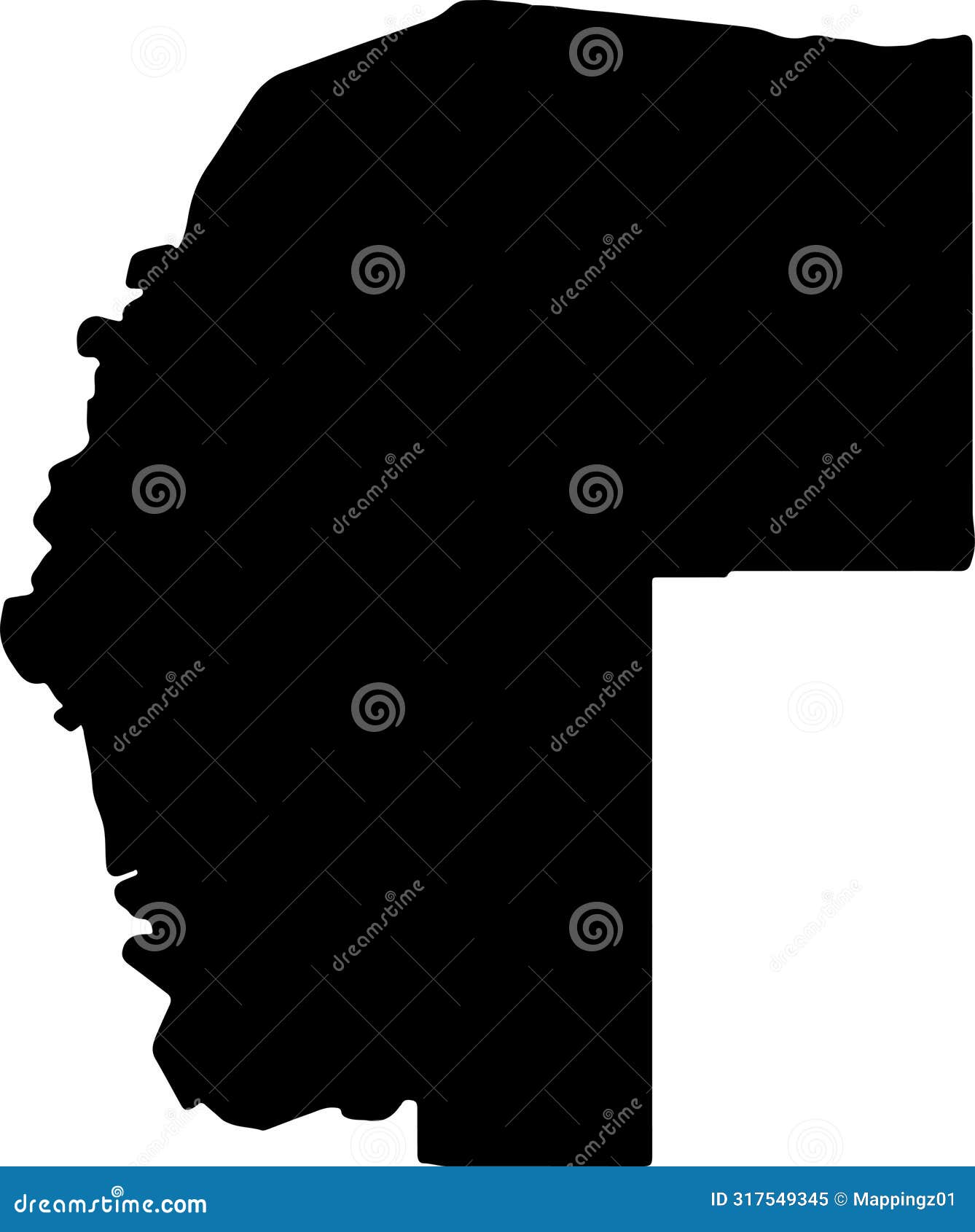 Namibia Silhouette Map With Transparent Background Vector Illustration ...
