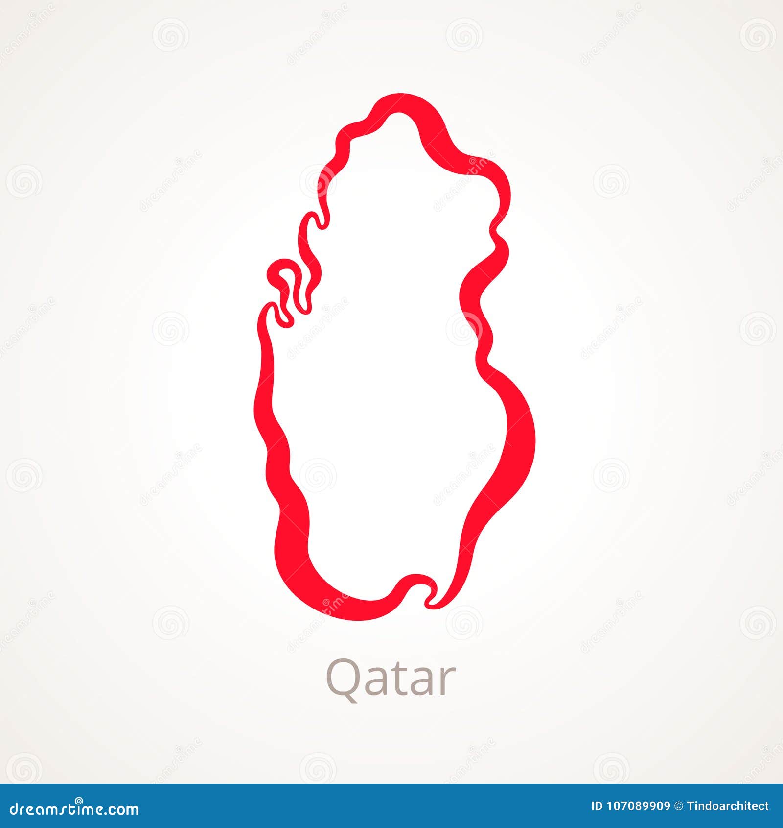 Qatar - Outline Map stock vector. Illustration of simple - 107089909