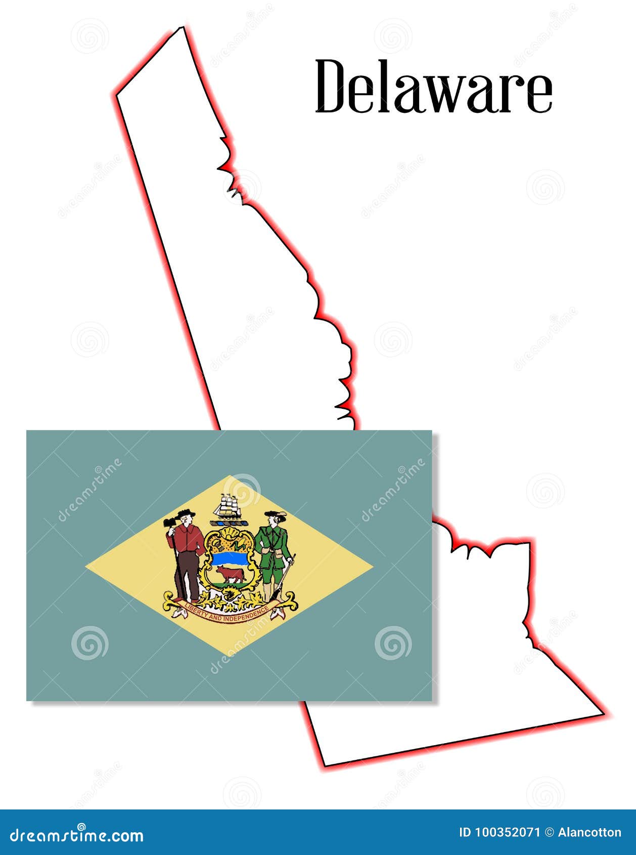 Delaware State Map and Flag Stock Vector - Illustration of outline ...