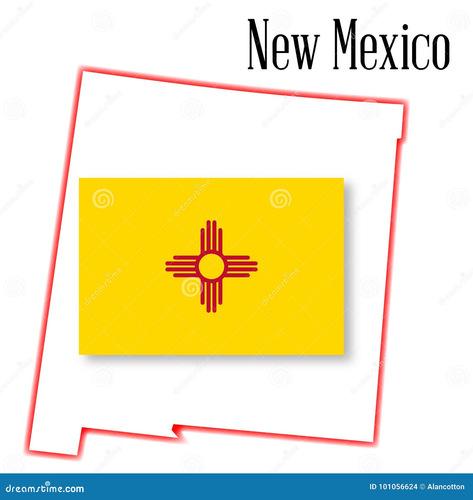 New Mexico State Map and Flag Stock Vector - Illustration of mexico ...