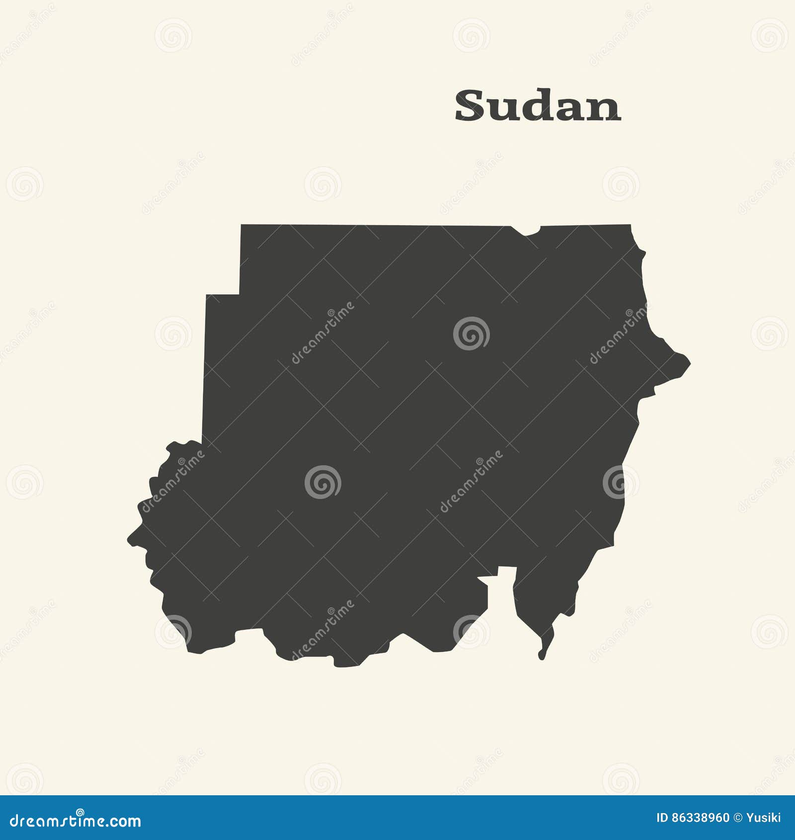 Outline Map of Sudan. Illustration. Stock Illustration - Illustration ...