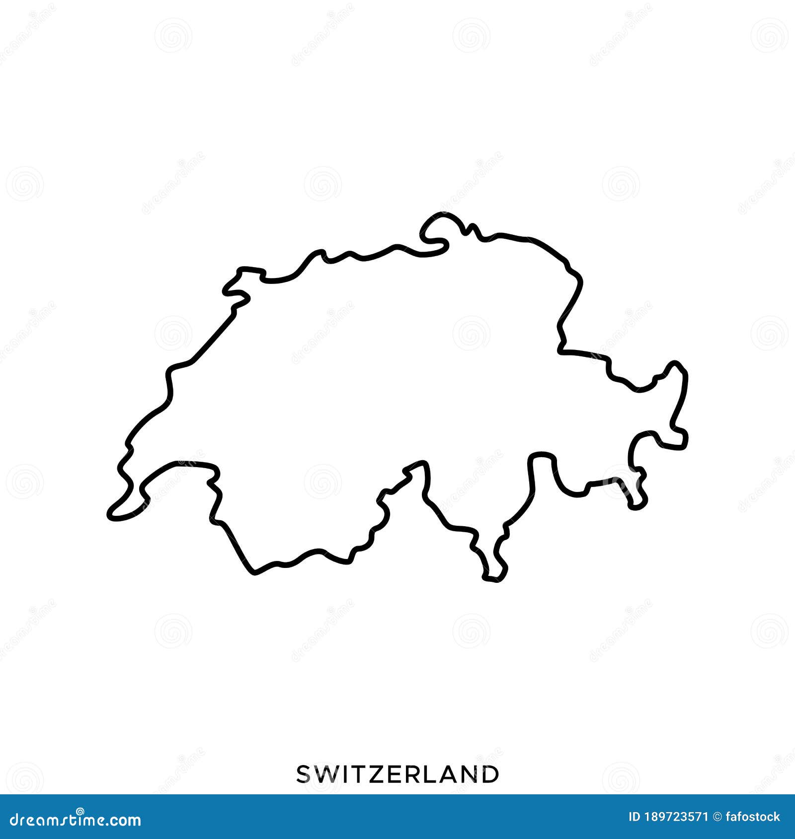 Outline Map of Switzerland Vector Design Template. Editable Stroke ...