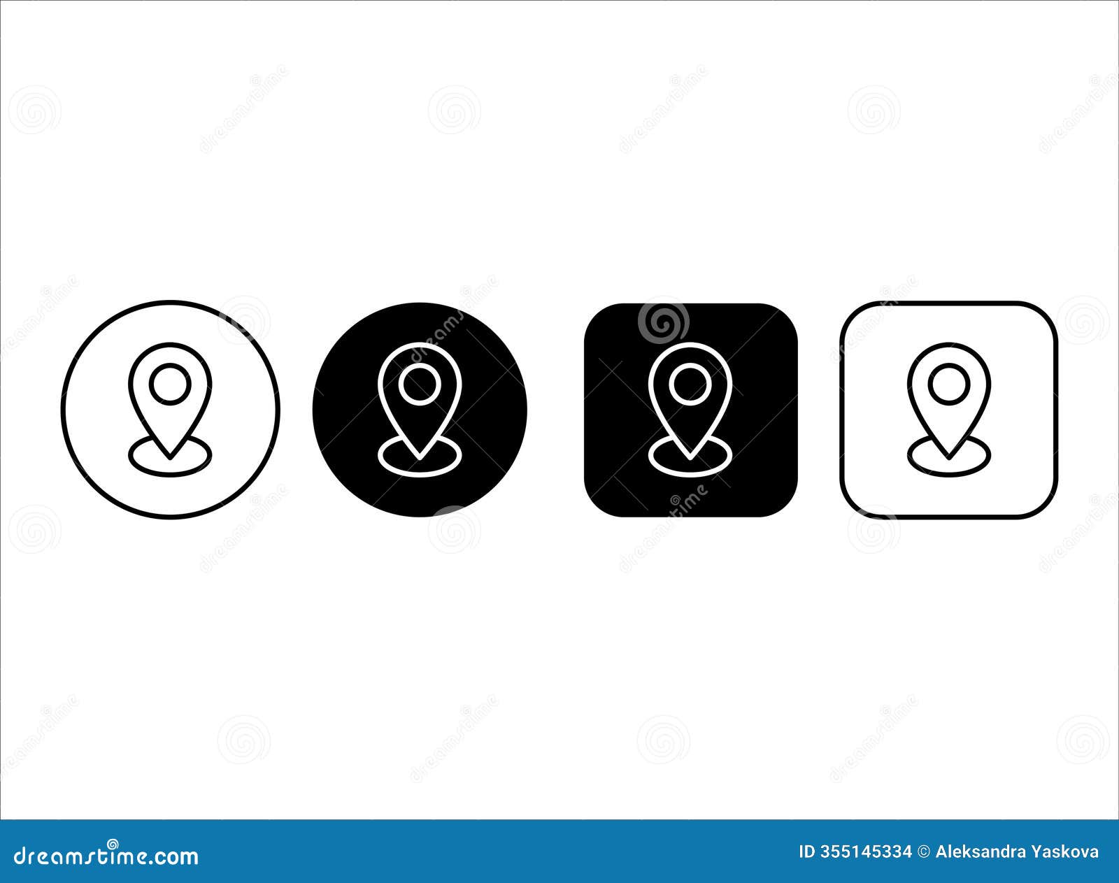 Outline Map Symbols Collection. Location Pin Buttons Set Stock ...