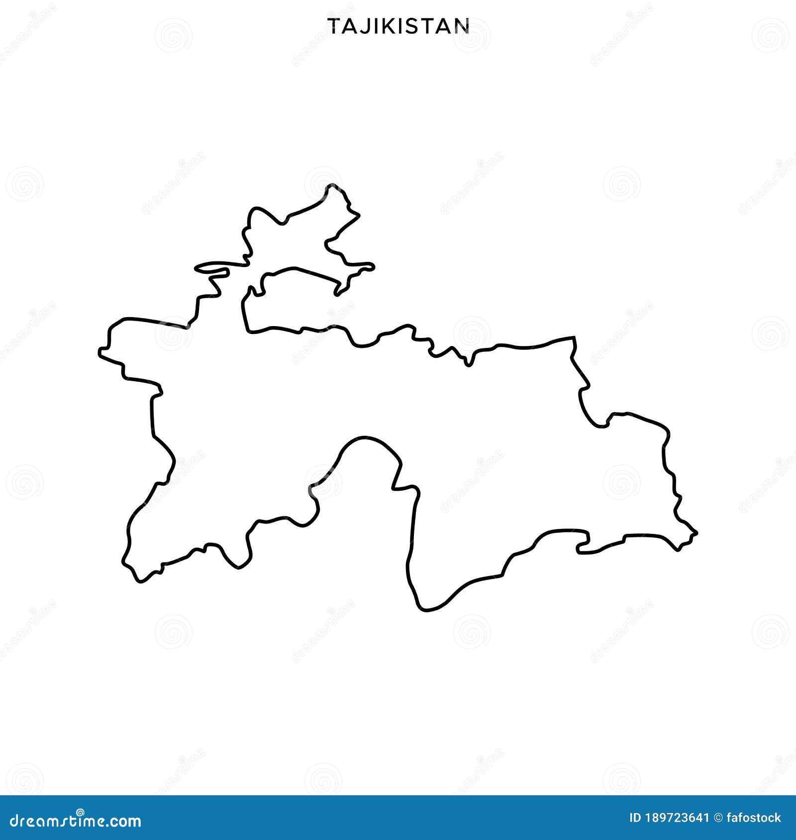 Tajikistan Vector Map Isolated On White Background. High-Detailed Black ...
