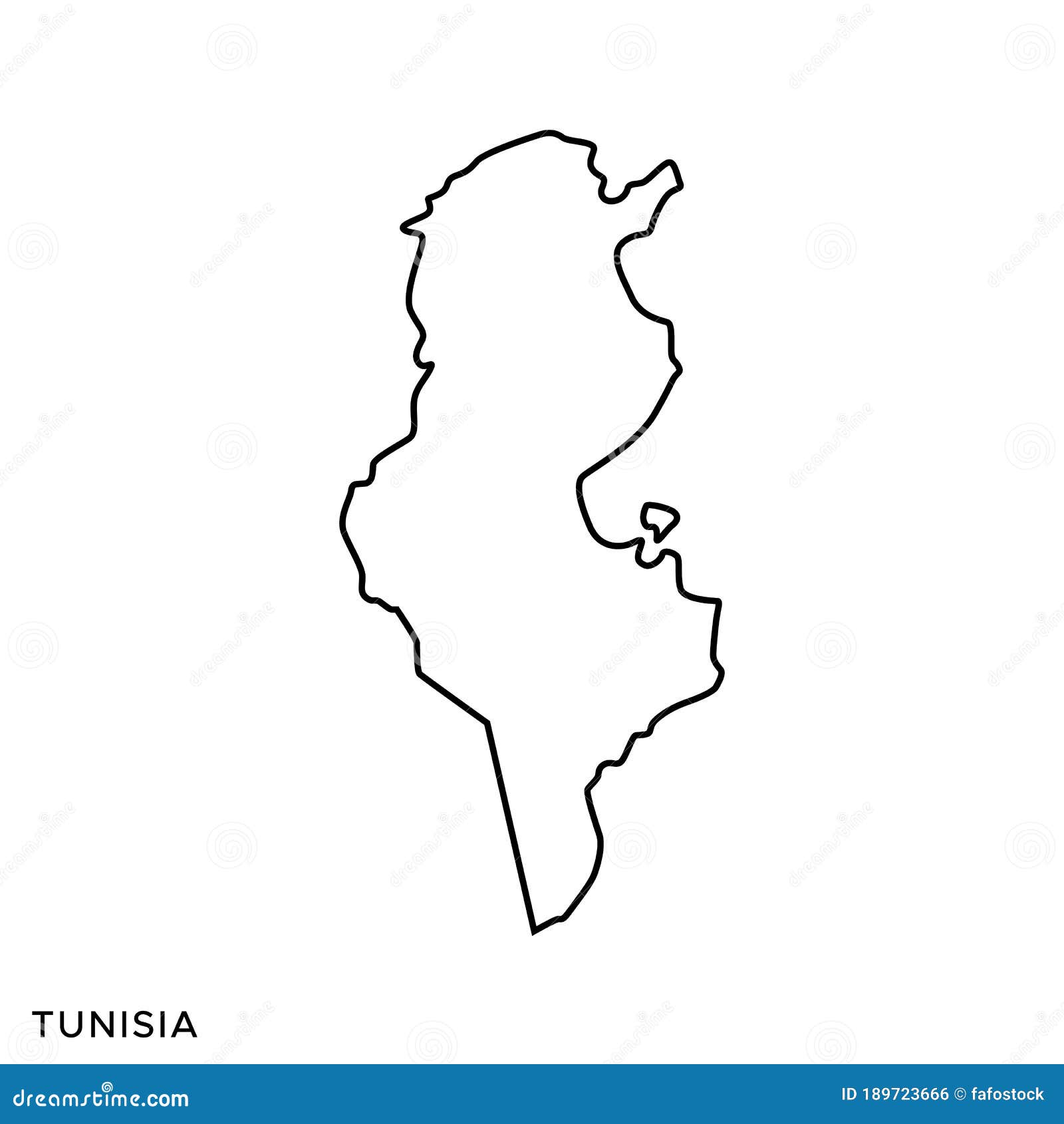 Outline Map Of Tunisia Vector Design Template Editable Stroke Stock