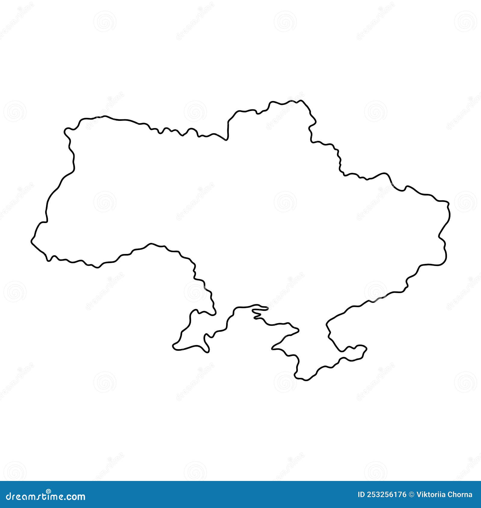 Outline Map of Ukraine. Vector Illustration of Black Line Drawing Map ...