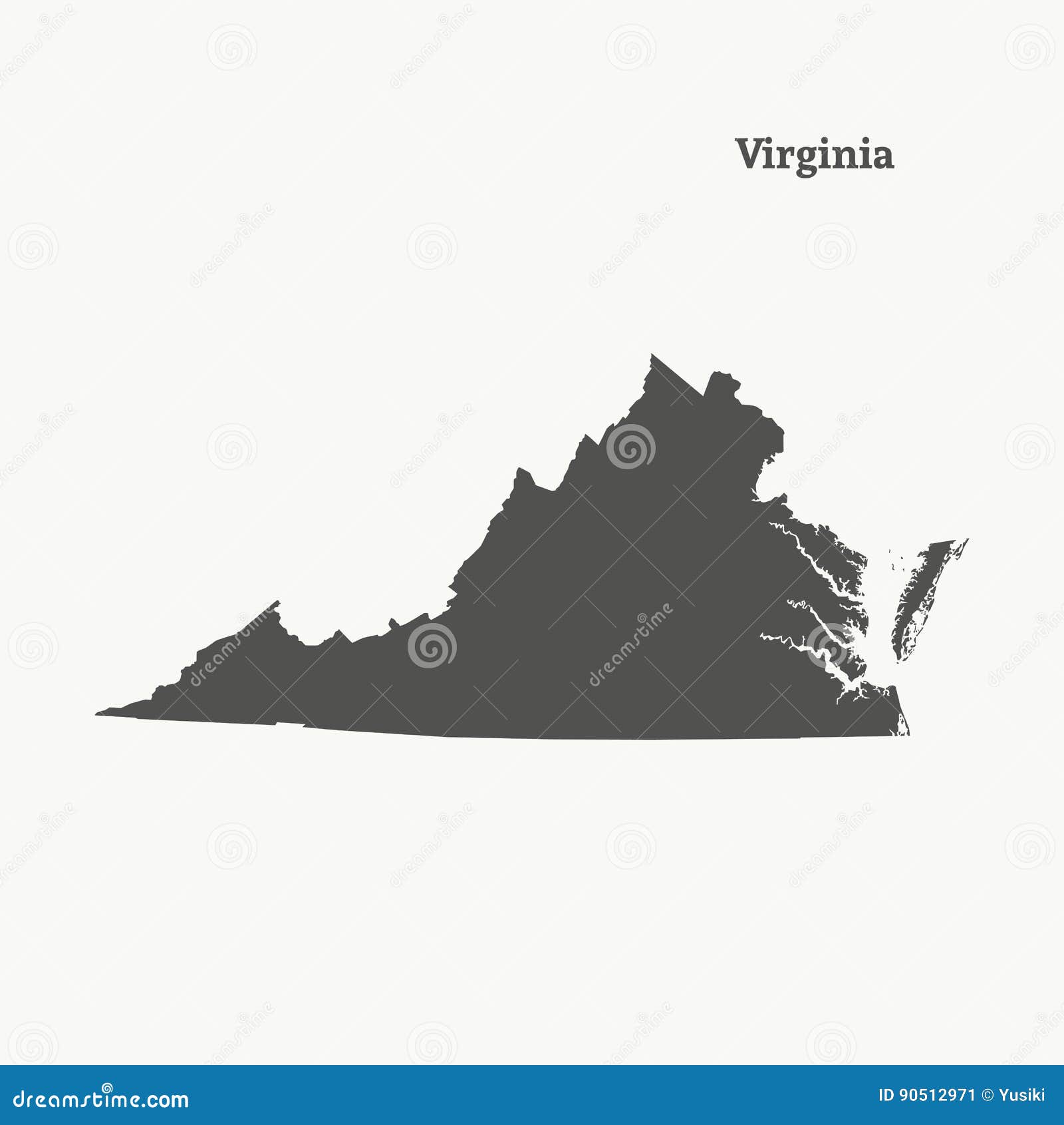 Outline Map of Virginia. Illustration. Stock Illustration ...