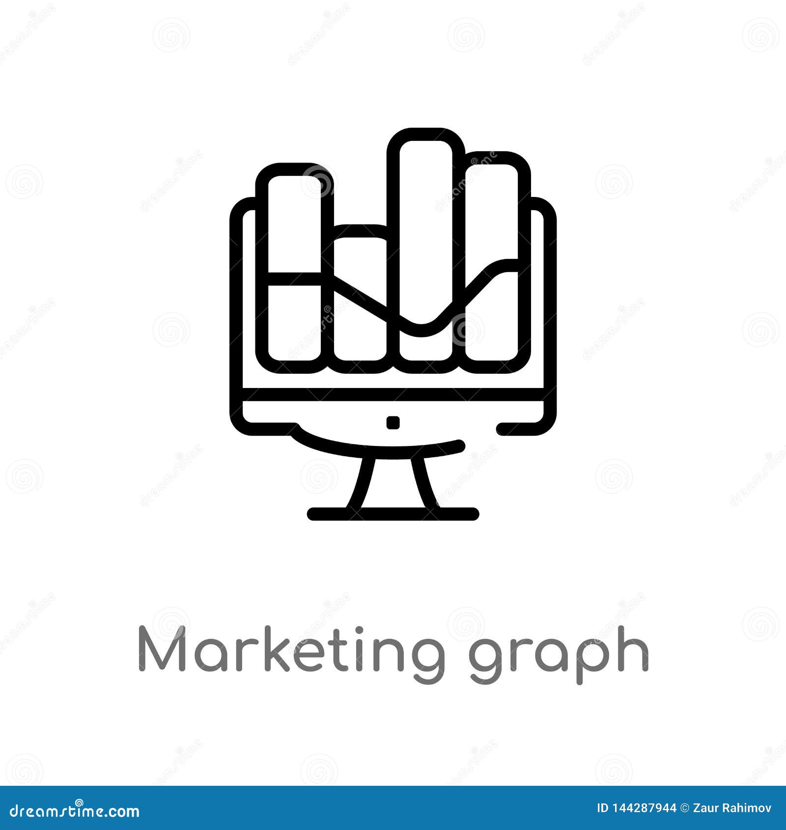 Outline Marketing Graph Vector Icon. Isolated Black Simple Line Element ...