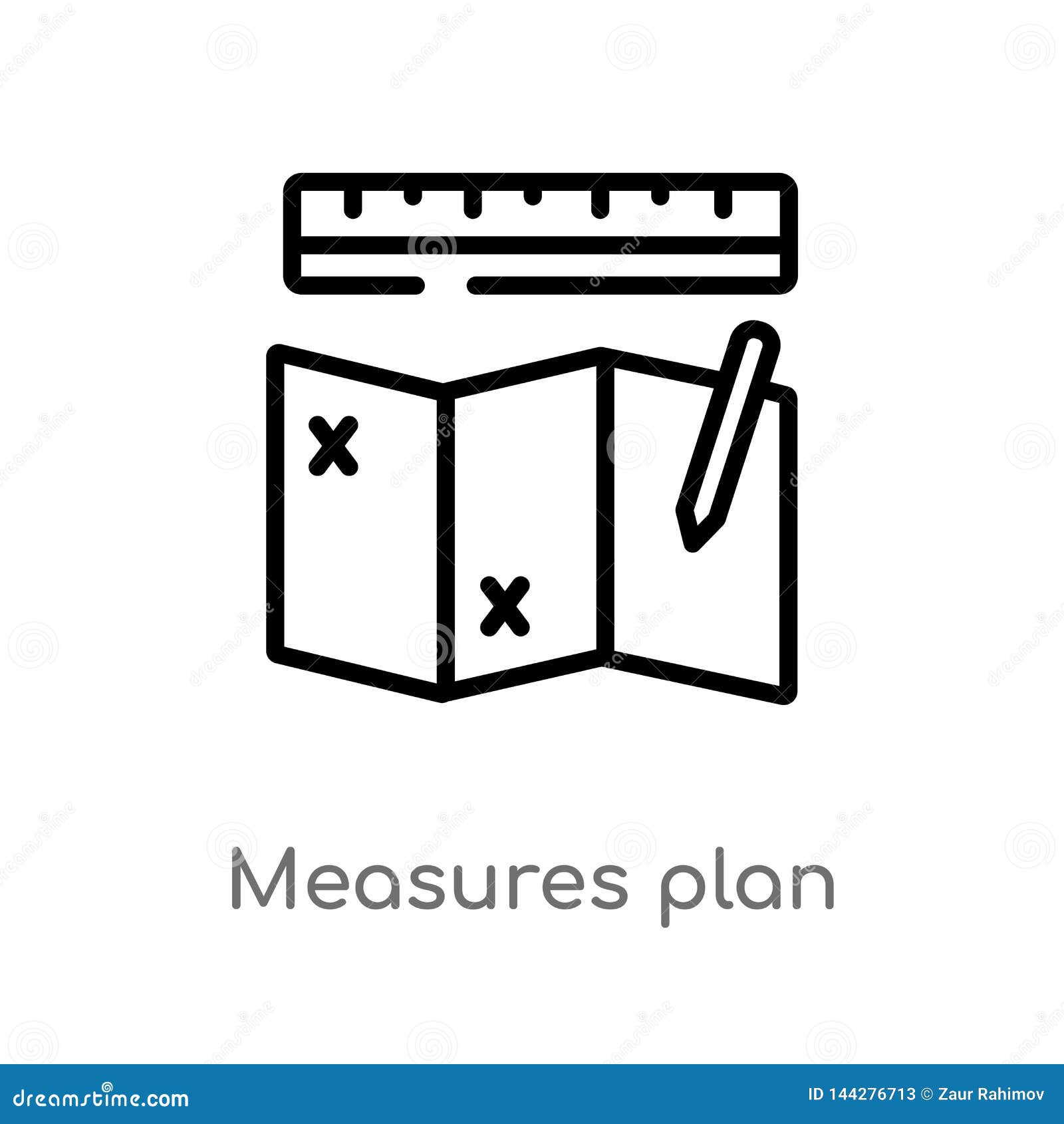 Outline Measures Plan Vector Icon. Isolated Black Simple Line Element ...