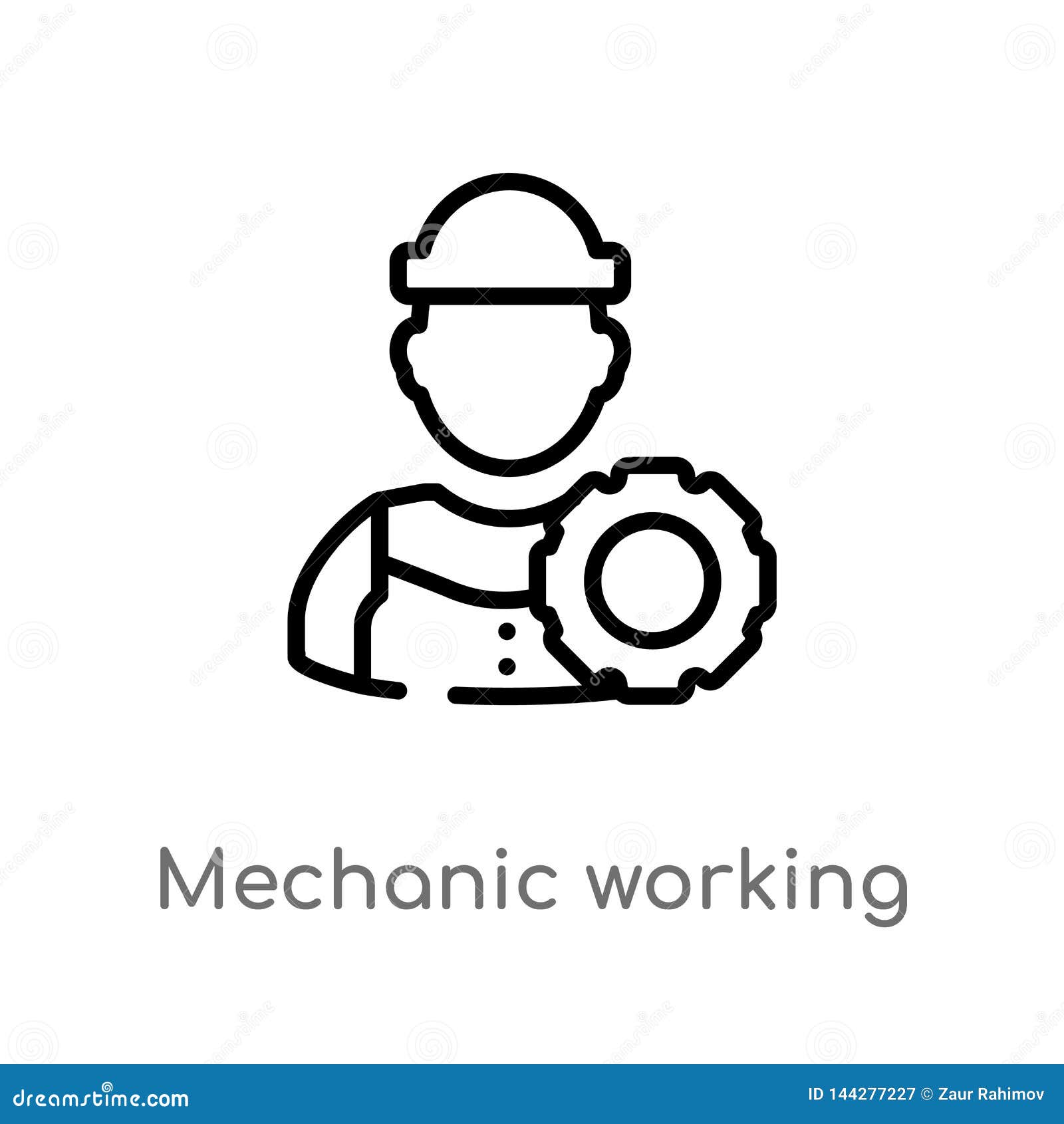 Outline Mechanic Working Vector Icon. Isolated Black Simple Line ...