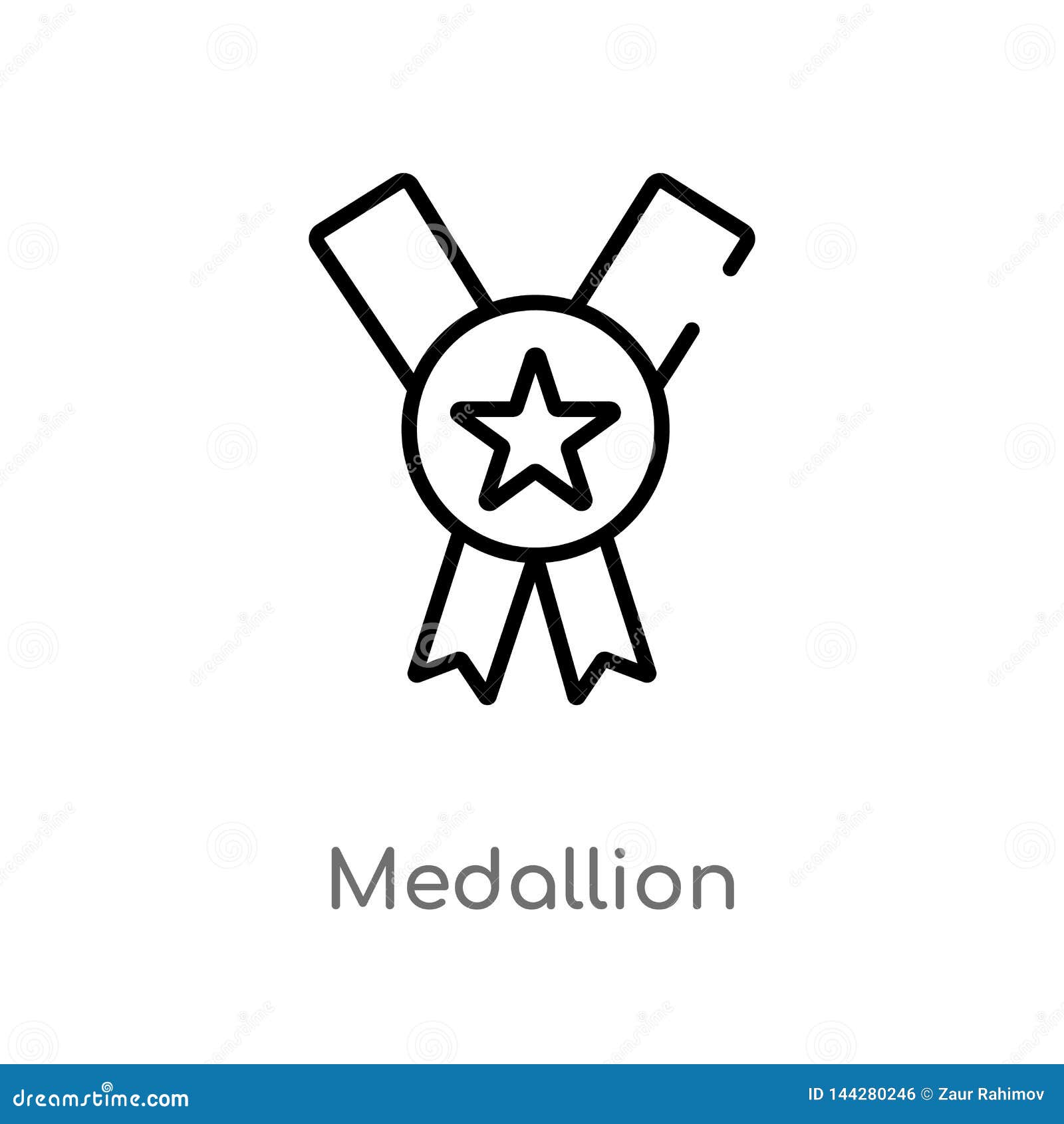 Outline Medallion Vector Icon. Isolated Black Simple Line Element ...