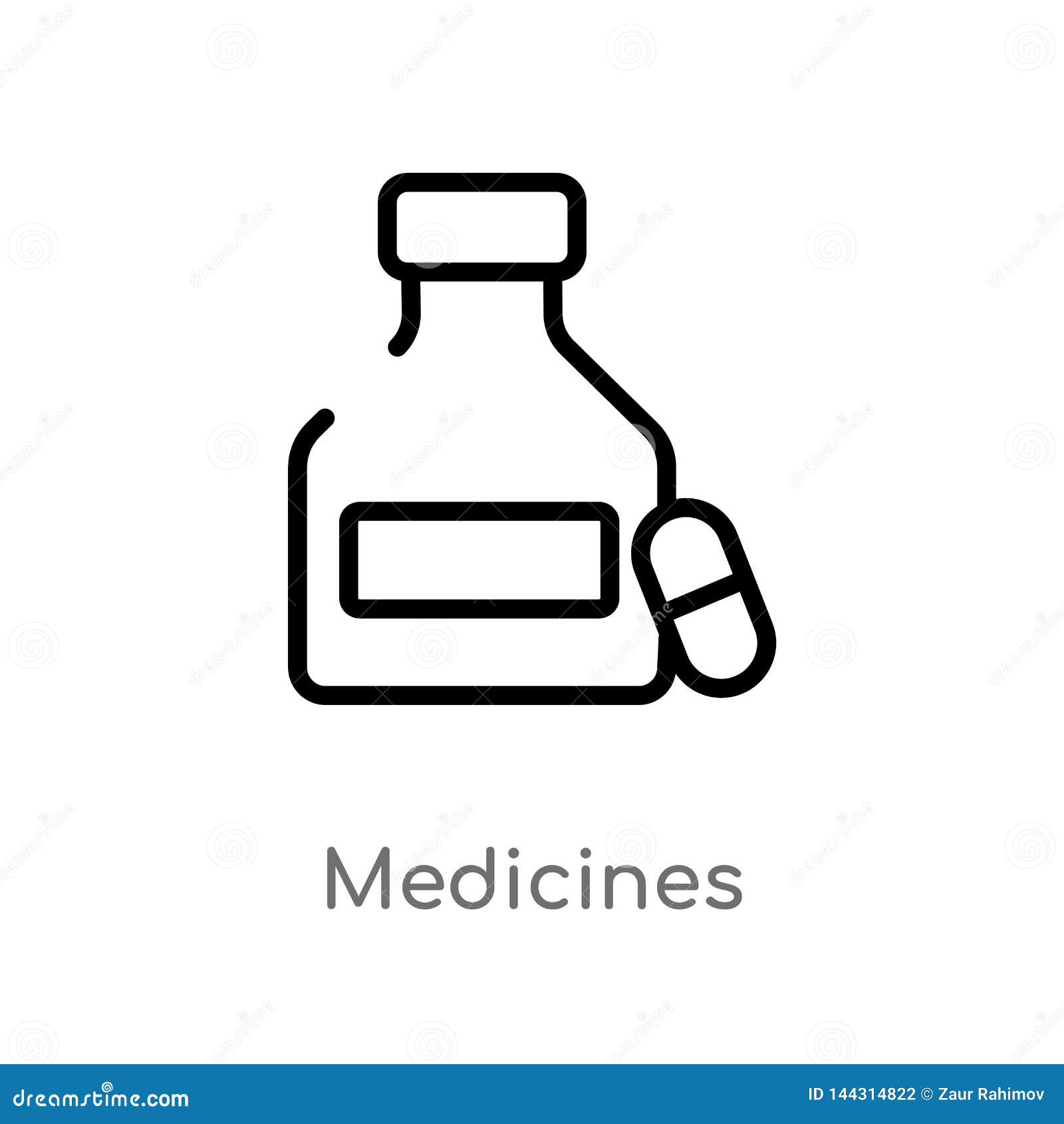 Outline Medicines Vector Icon. Isolated Black Simple Line Element ...