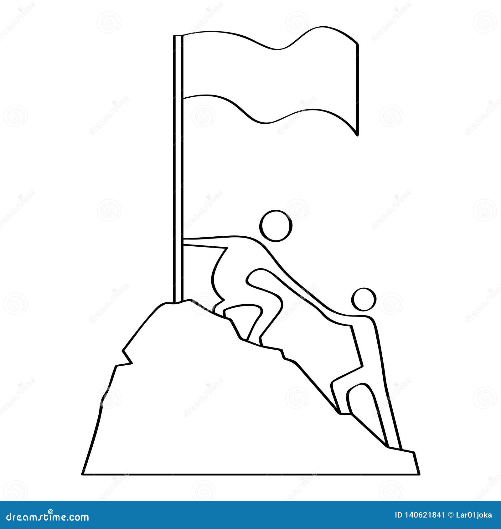 Outline of a Men Climbing. Teamwork Concept Stock Vector - Illustration ...