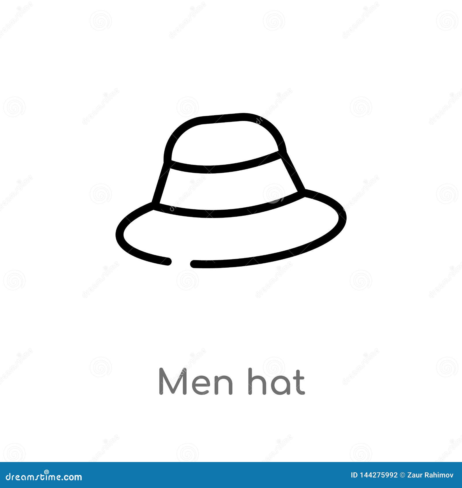 Outline Men Hat Vector Icon. Isolated Black Simple Line Element ...