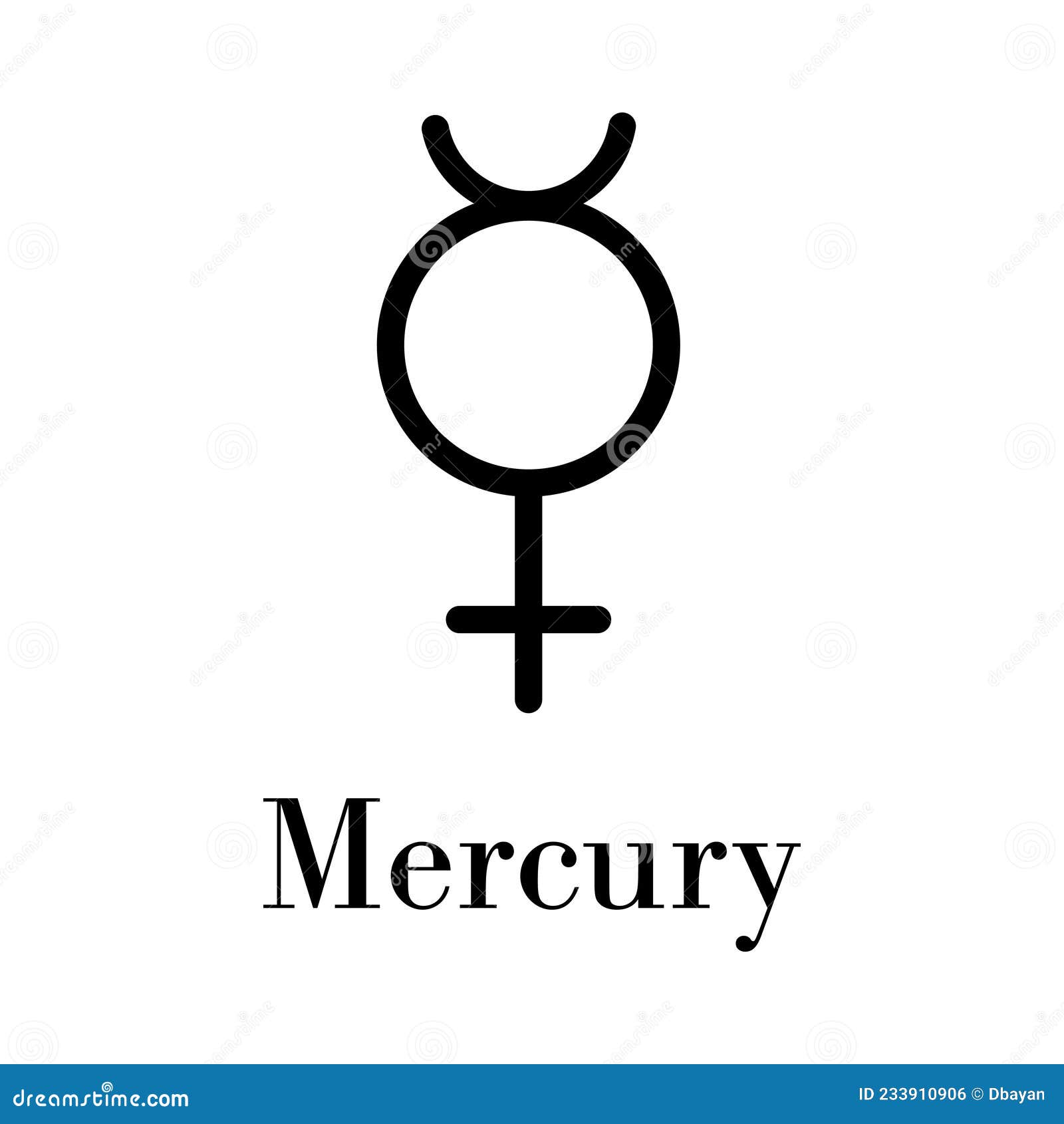 Outline Mercury Planet Symbol Vector Isolated Icon For Astrology And Alchemy Stock Vector