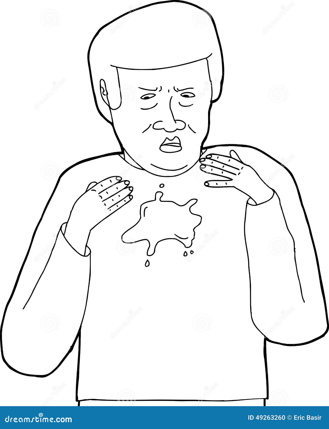 Outline of Mess on Shirt stock illustration. Illustration of hand ...