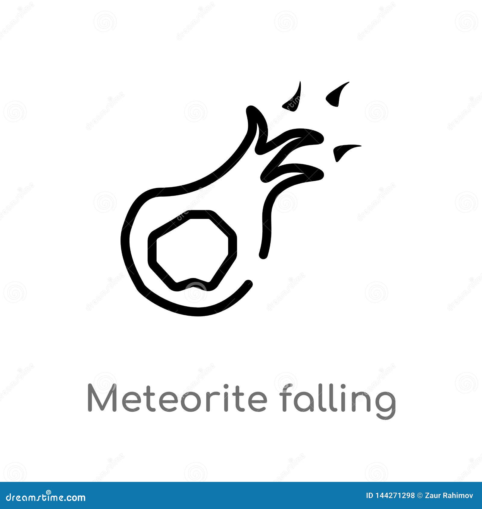 Outline Meteorite Falling Vector Icon. Isolated Black Simple Line ...