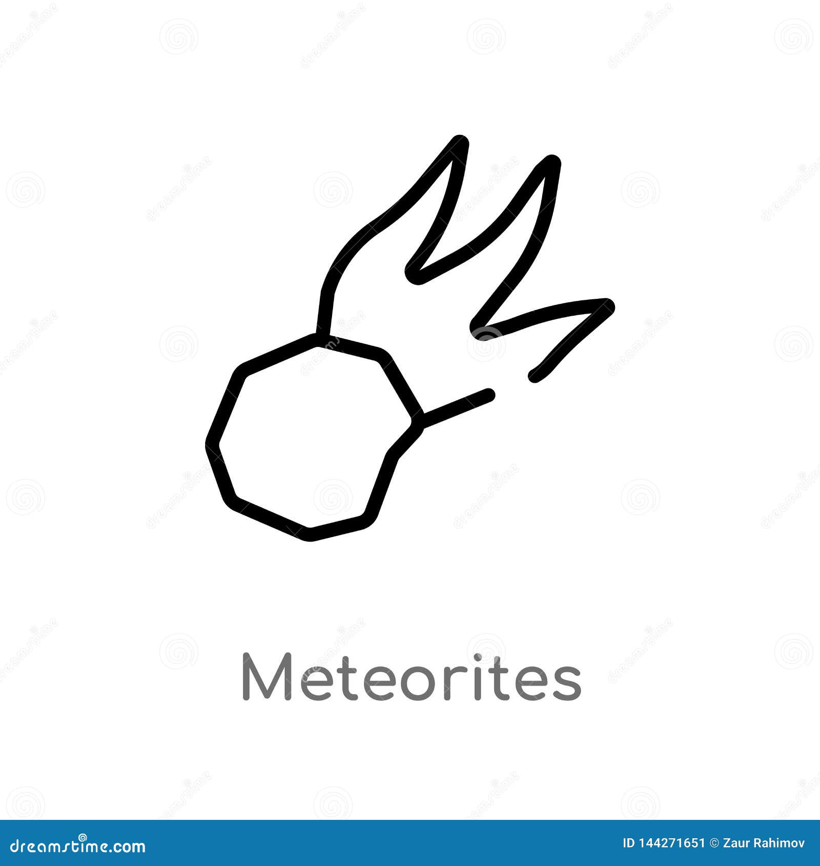 Outline Meteorites Vector Icon. Isolated Black Simple Line Element ...