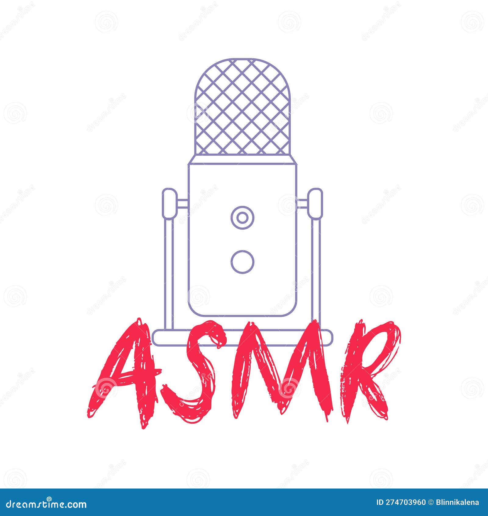 Outline Microphone and Handwritten ASMR Text. Logo for the ASMR Channel ...