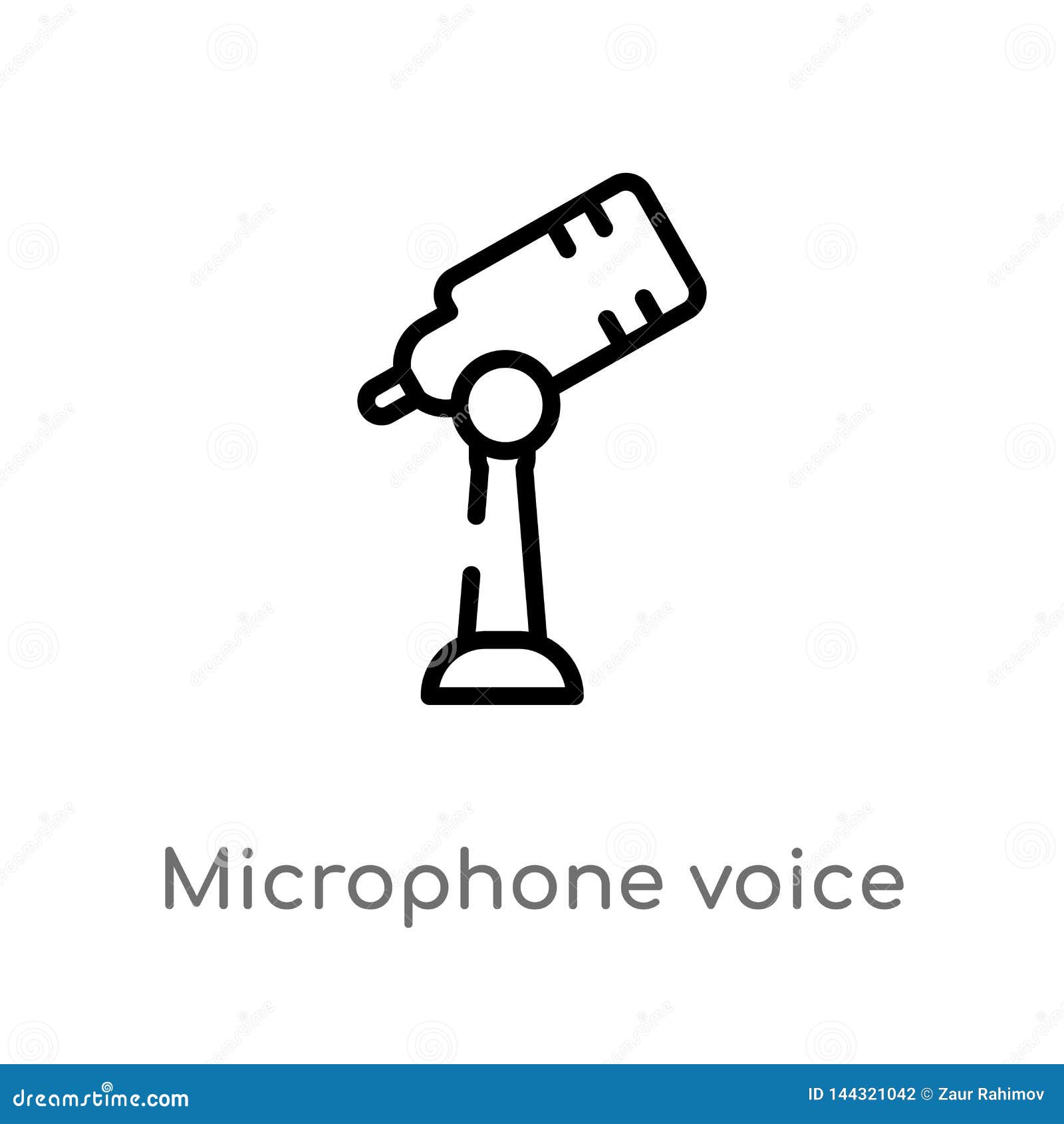 Outline Microphone Voice Vector Icon. Isolated Black Simple Line ...