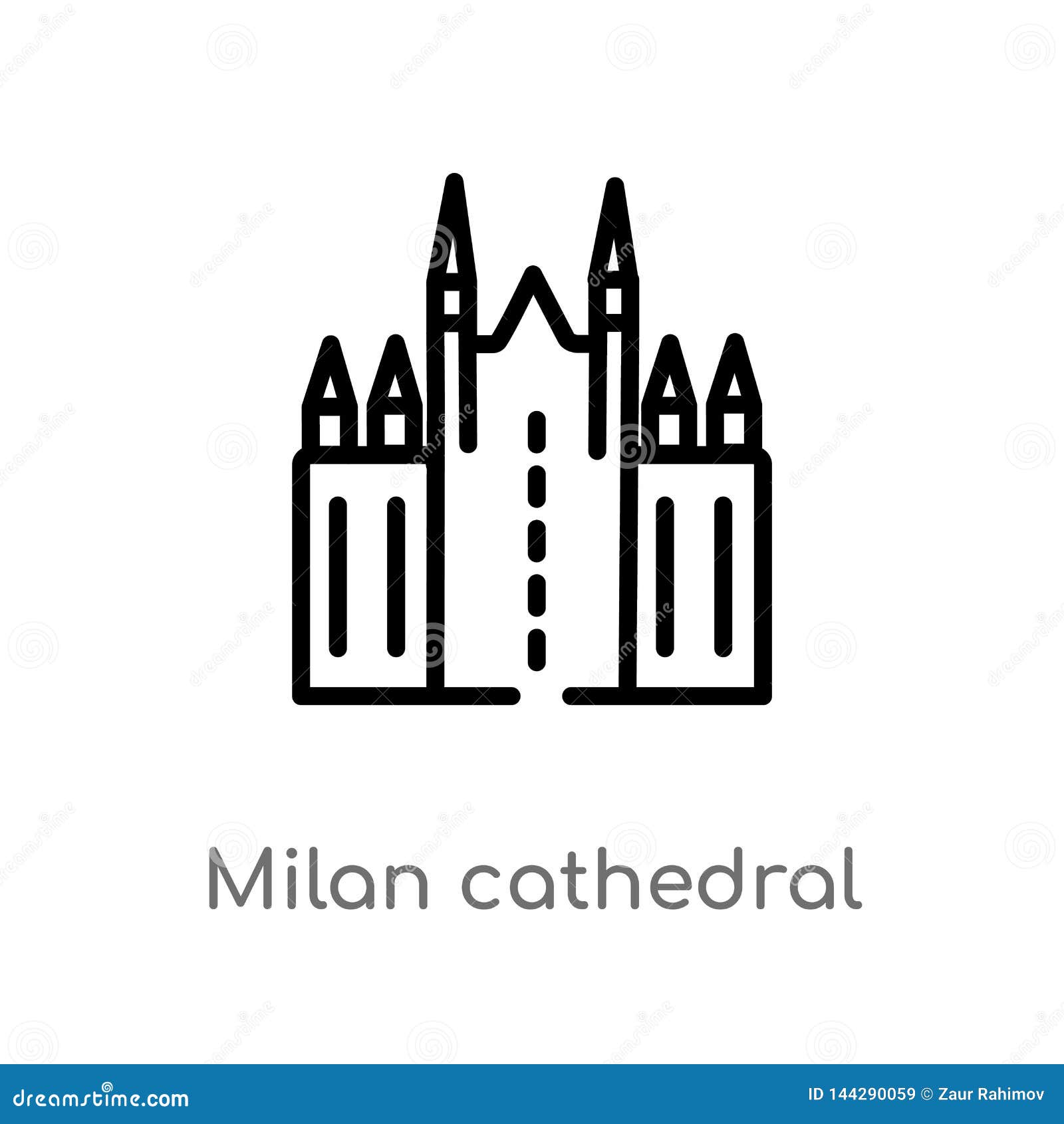 Outline Milan Cathedral Vector Icon. Isolated Black Simple Line Element ...