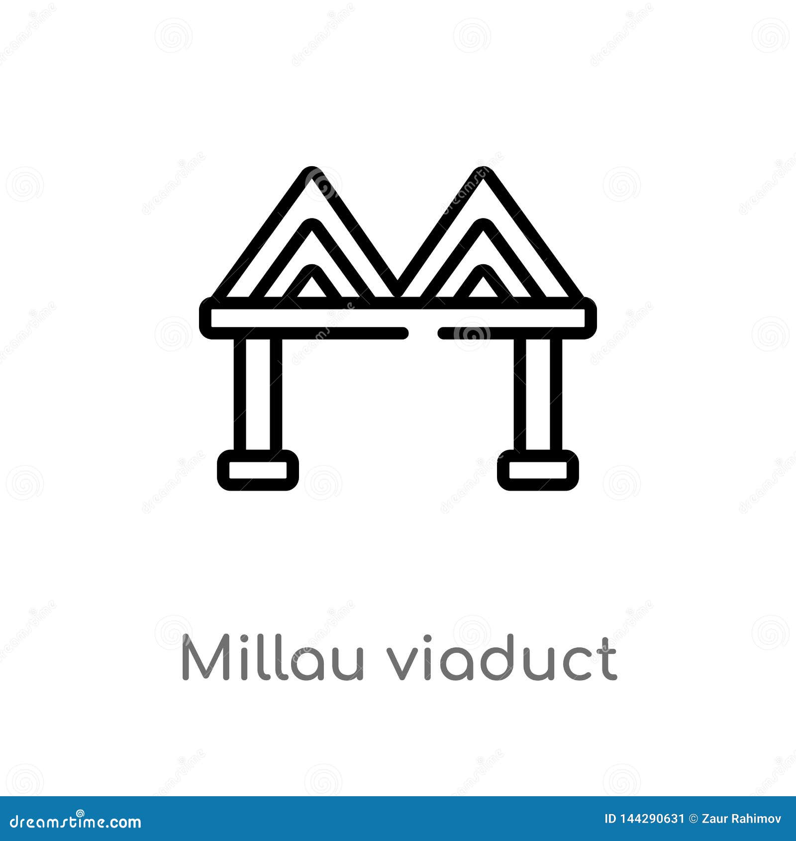 Outline Millau Viaduct Vector Icon. Isolated Black Simple Line Element ...