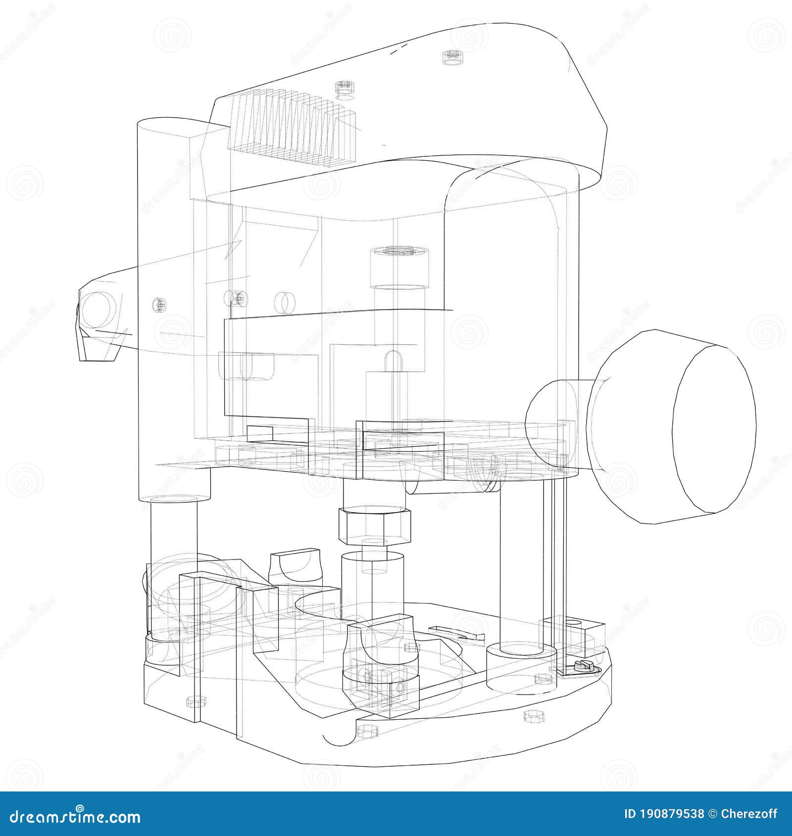 Outline milling machine stock illustration. Illustration of handle ...