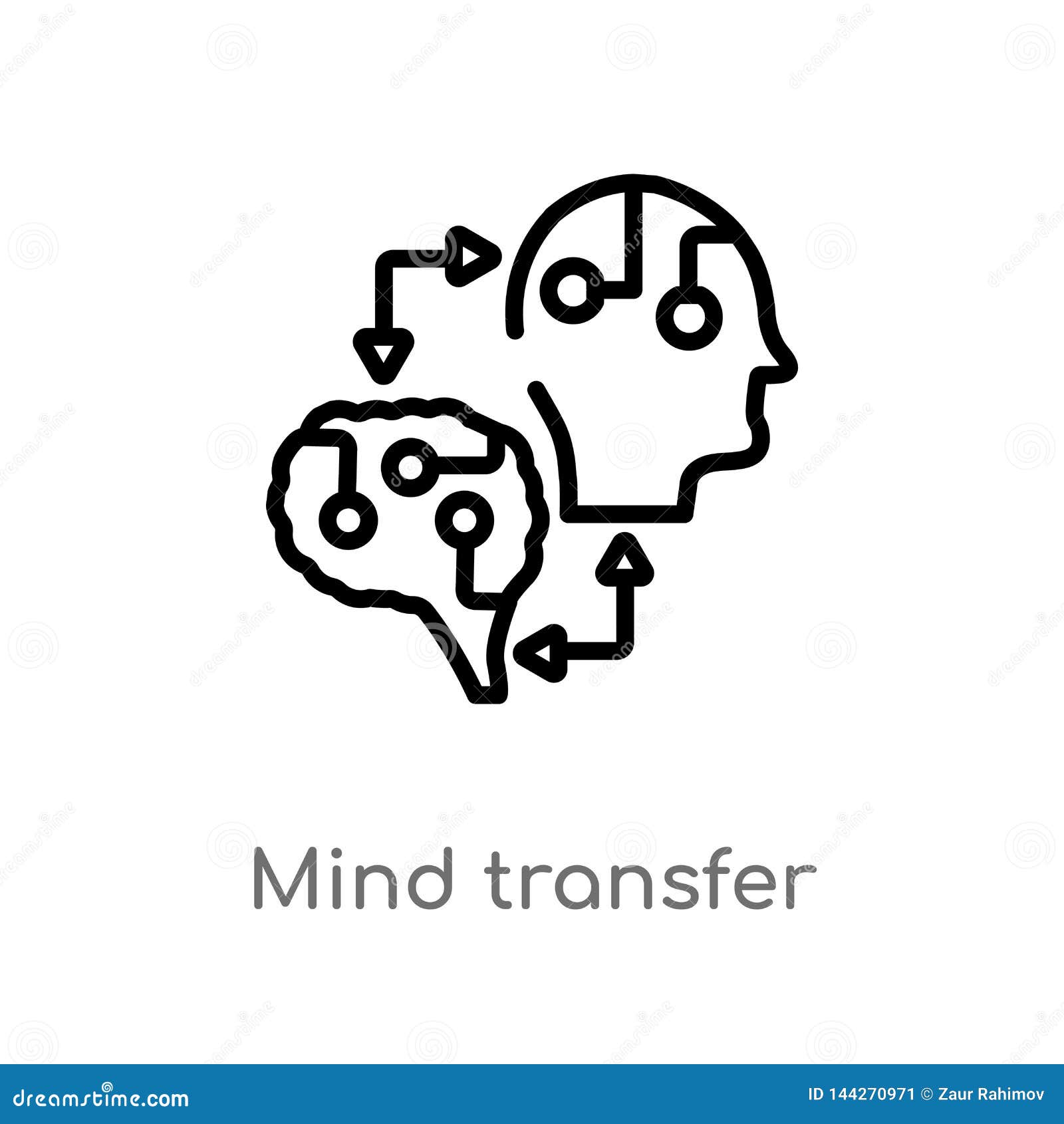 Outline Mind Transfer Vector Icon. Isolated Black Simple Line Element ...