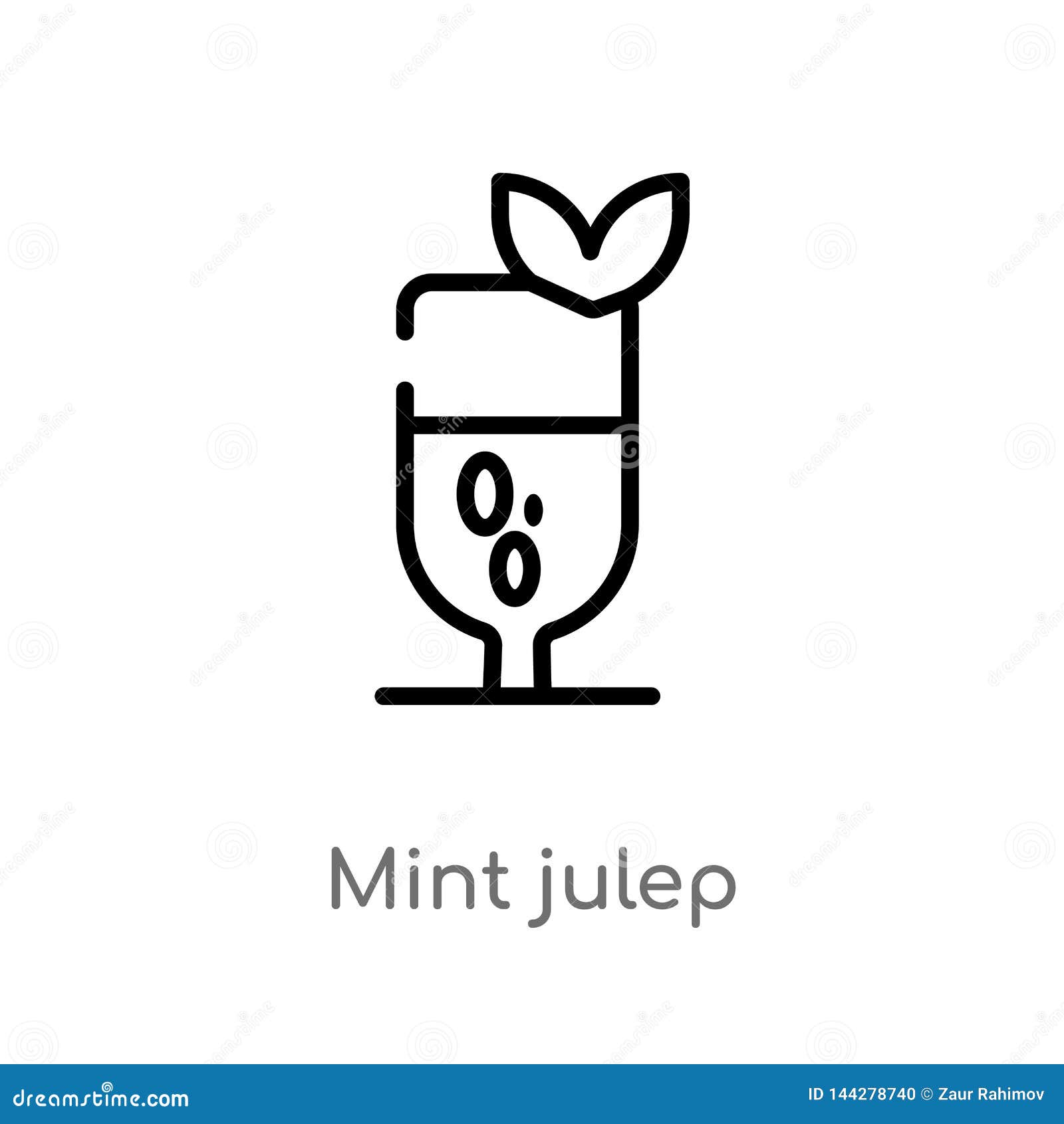 Outline Mint Julep Vector Icon. Isolated Black Simple Line Element ...