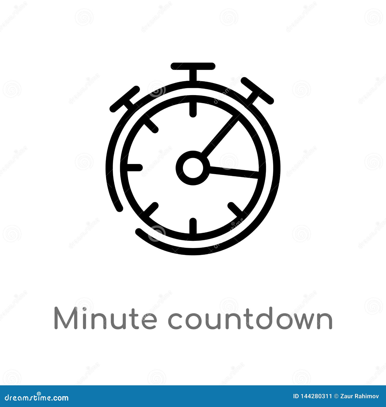 Outline Minute Countdown Vector Icon. Isolated Black Simple Line ...
