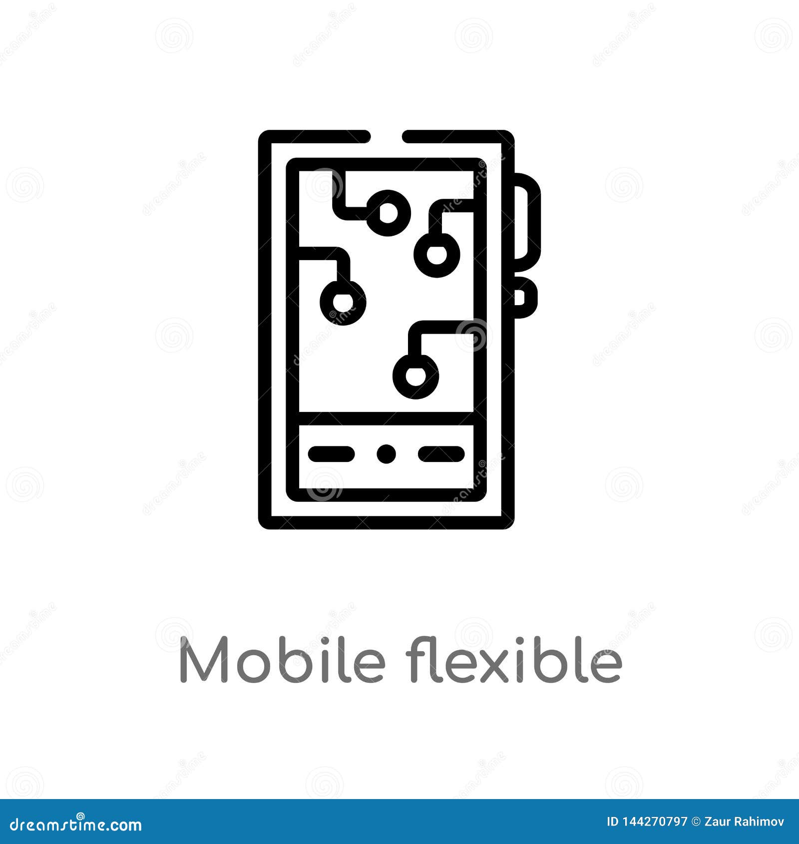 Outline Mobile Flexible Display Vector Icon. Isolated Black Simple Line ...