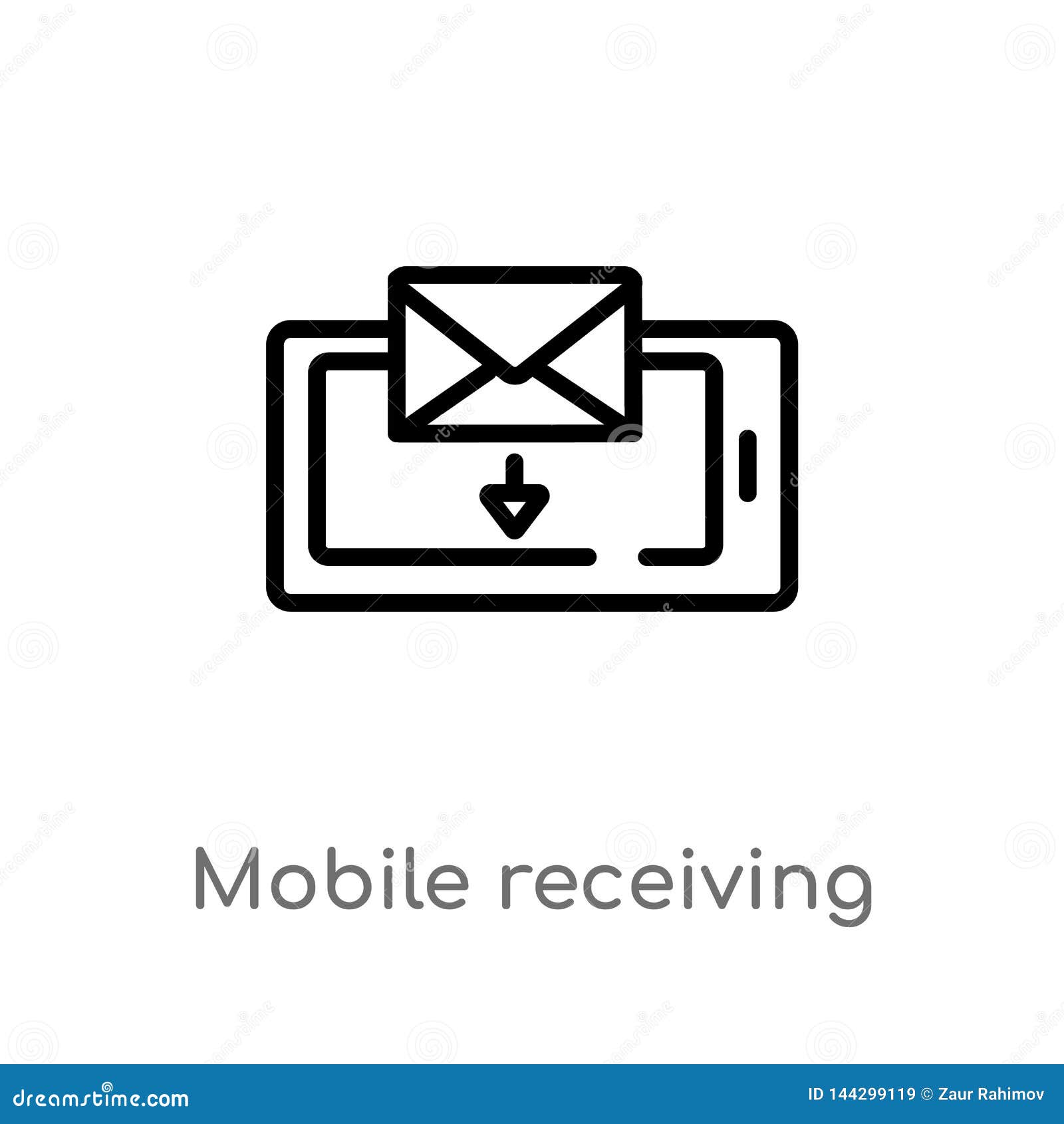 Outline Mobile Receiving Email Vector Icon. Isolated Black Simple Line ...