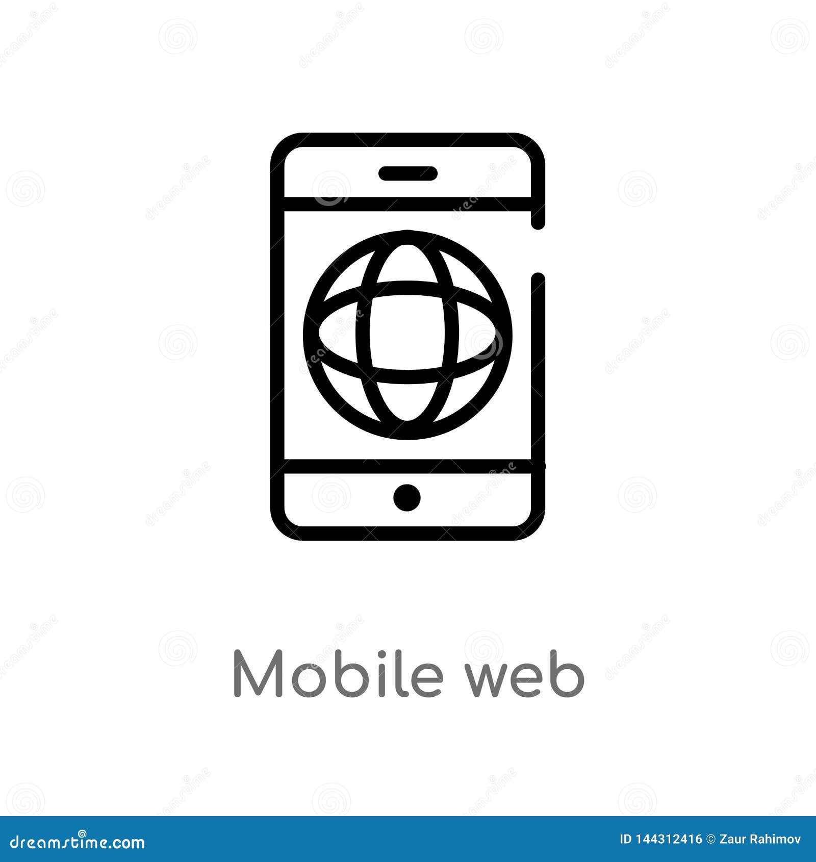 Outline Mobile Web Vector Icon. Isolated Black Simple Line Element ...