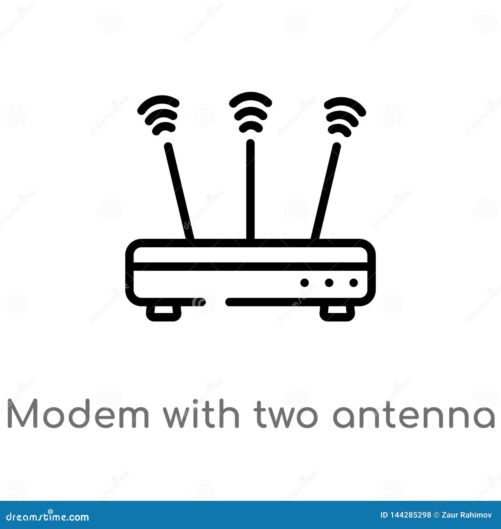Outline Modem with Two Antenna Vector Icon. Isolated Black Simple Line ...