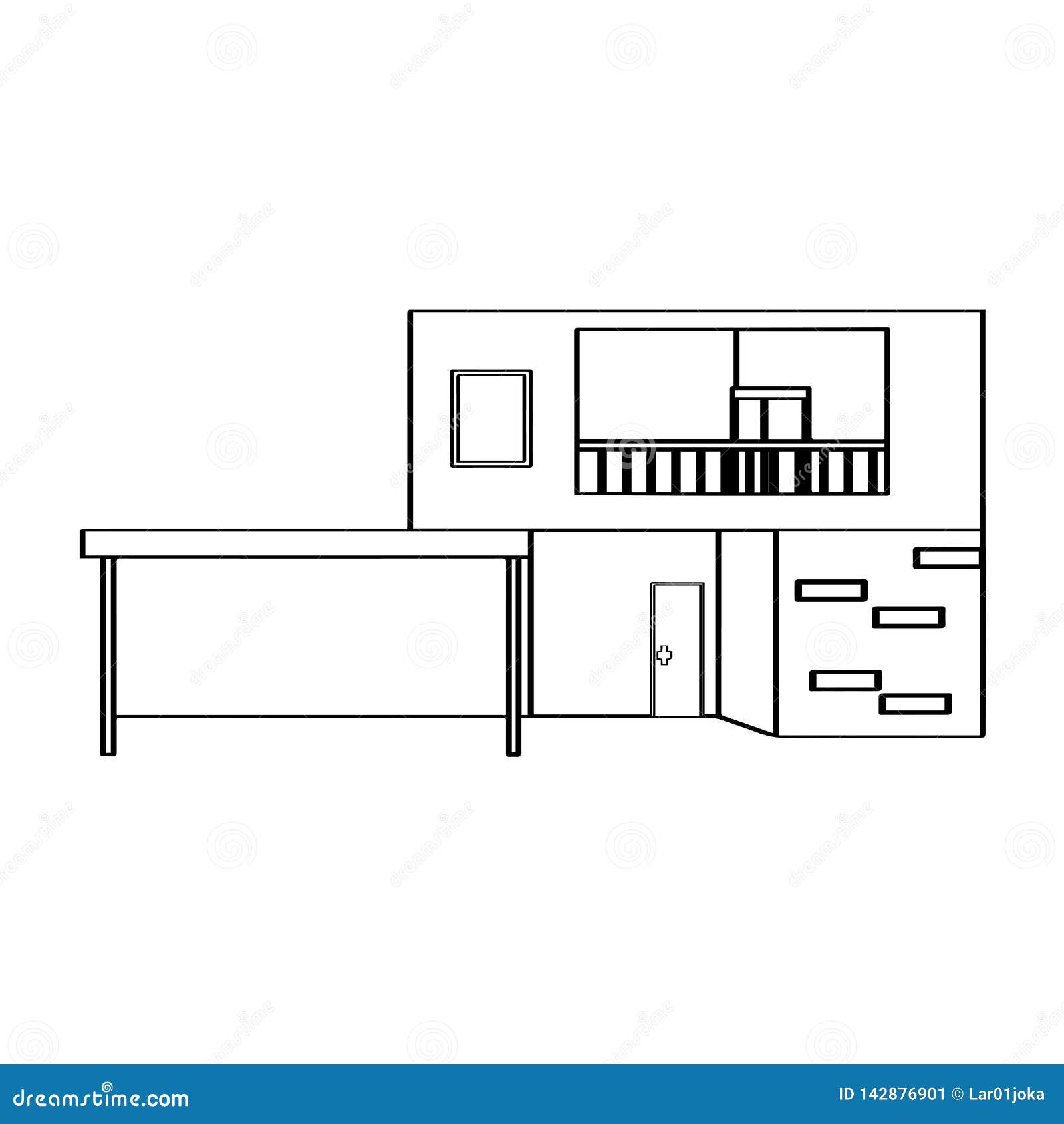 Outline of a Modern House Building Stock Vector - Illustration of ...