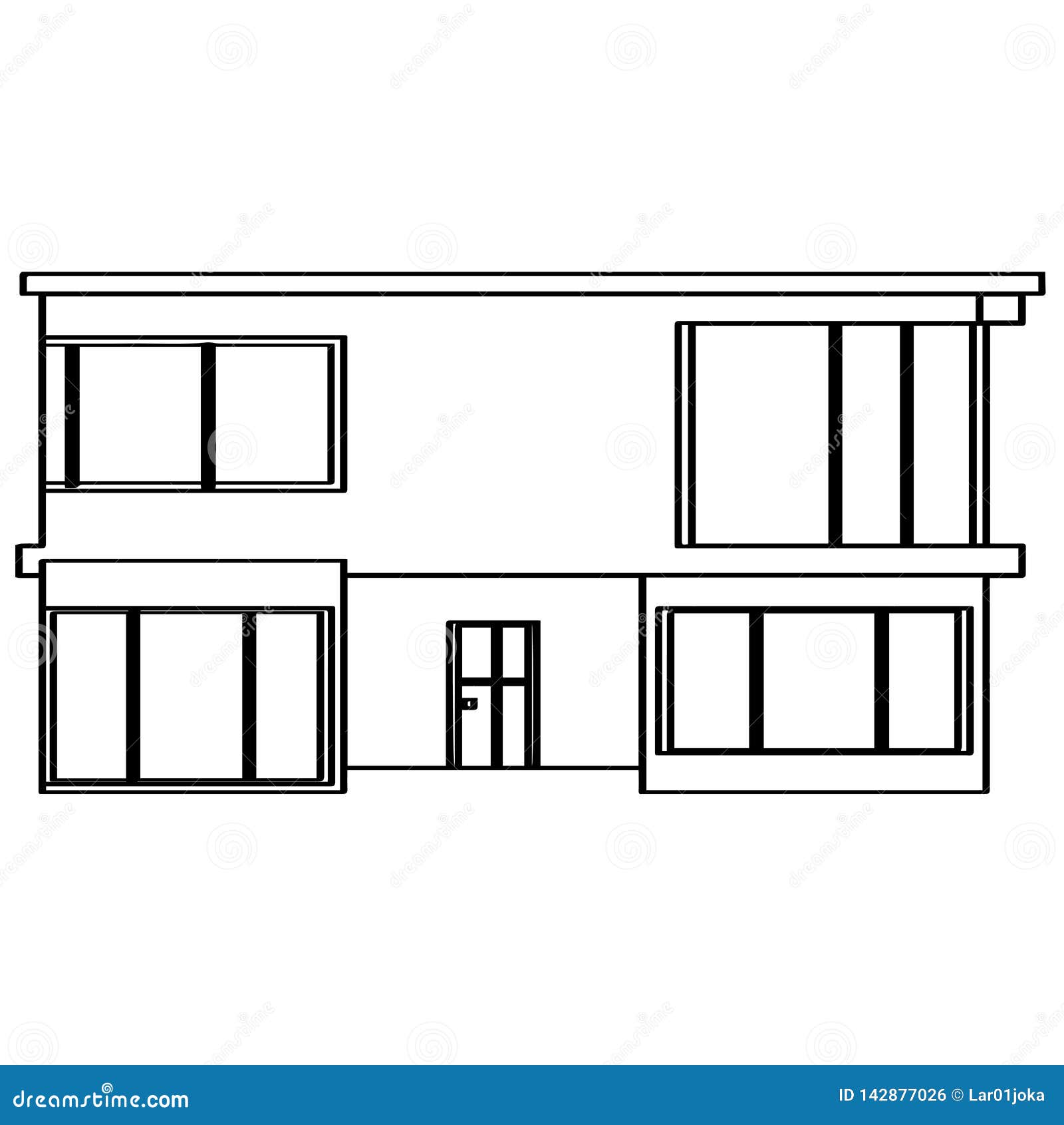 Outline of a Modern House Building Stock Vector - Illustration of ...