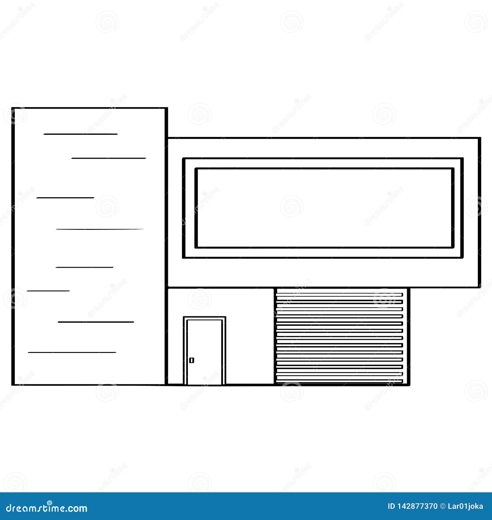 Outline of a Modern House Building Stock Vector - Illustration of ...