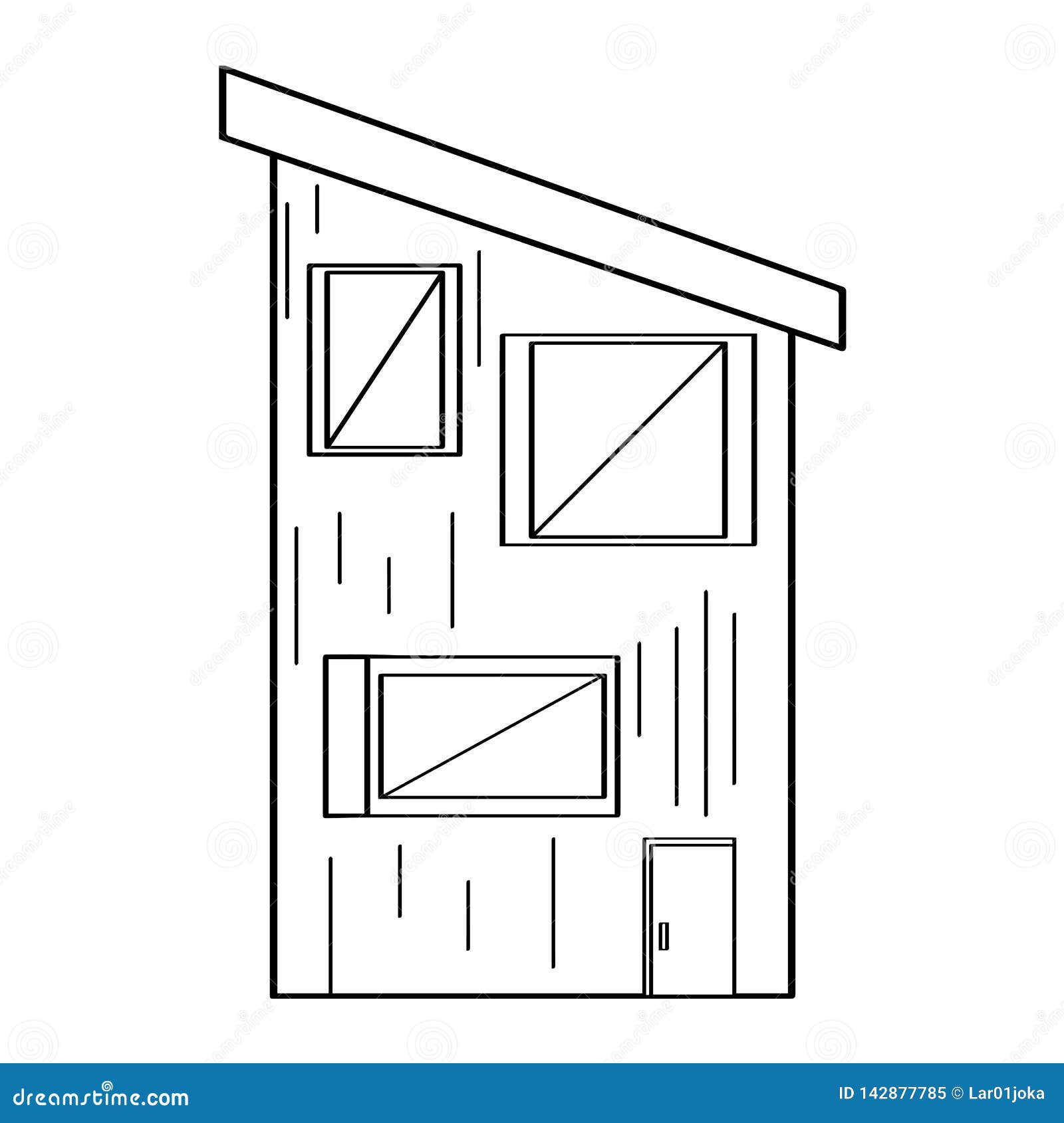 Outline of a Modern House Building Stock Vector - Illustration of ...