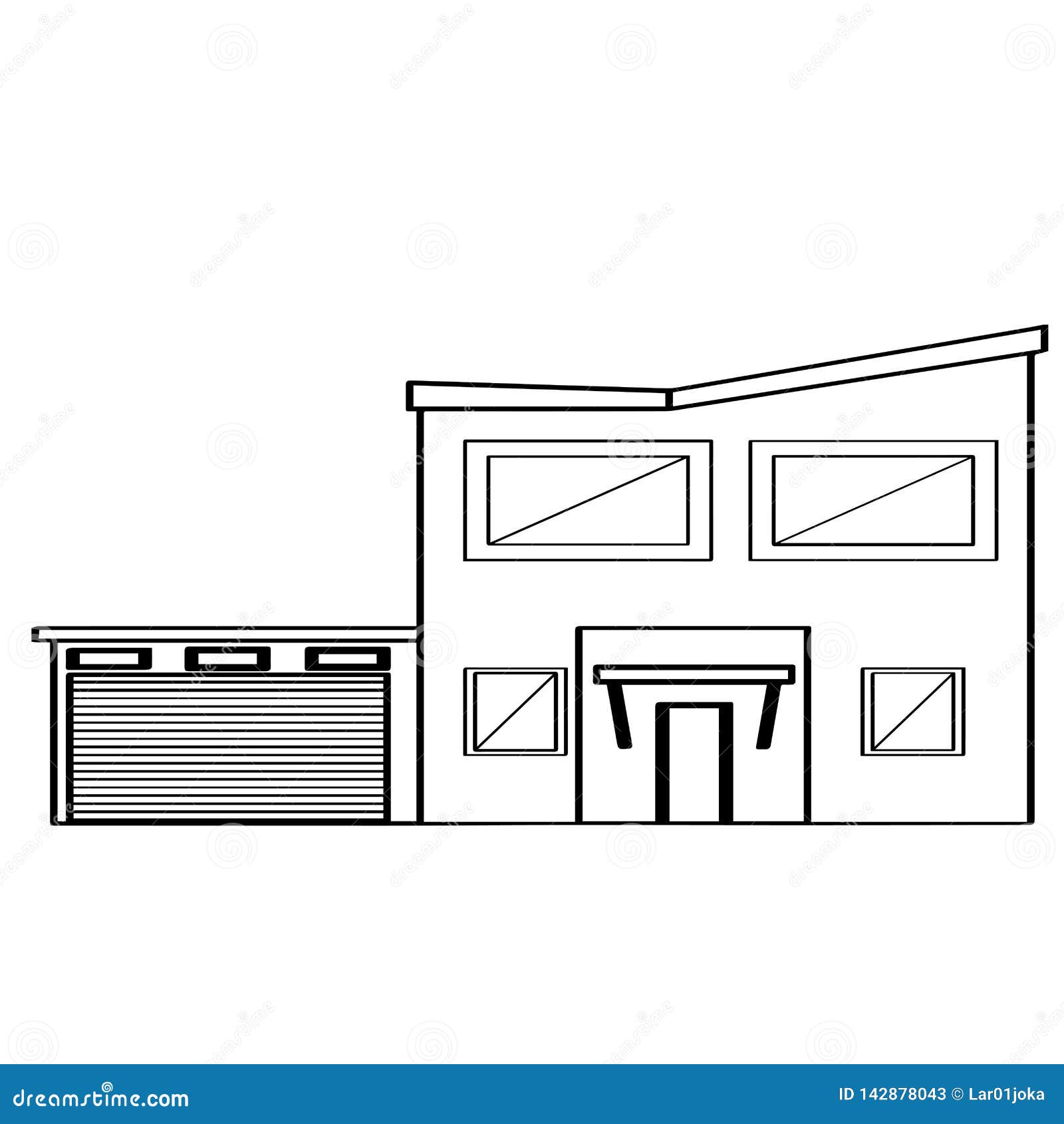Outline of a Modern House Building Stock Vector - Illustration of ...