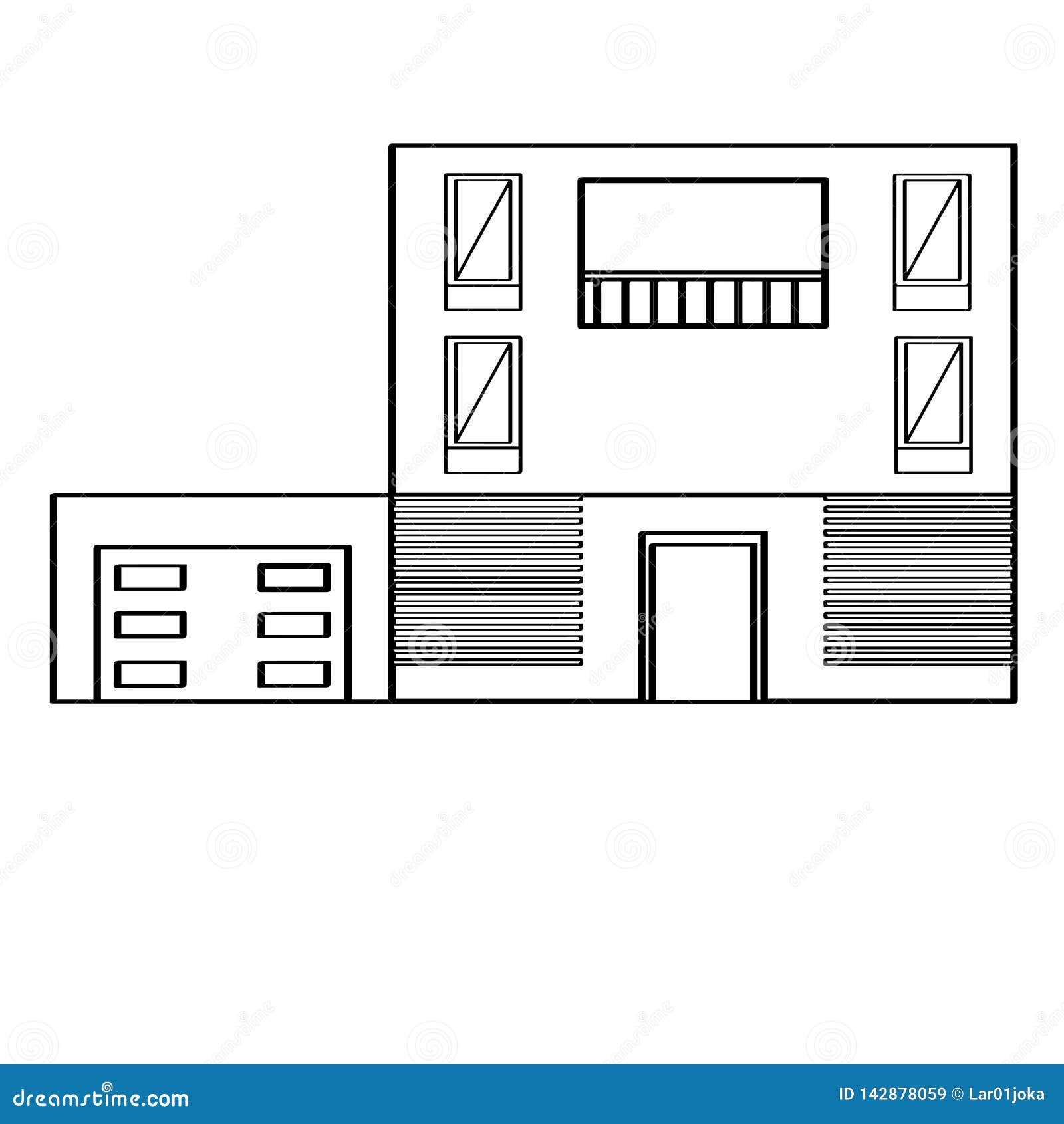 Outline of a Modern House Building Stock Vector - Illustration of ...