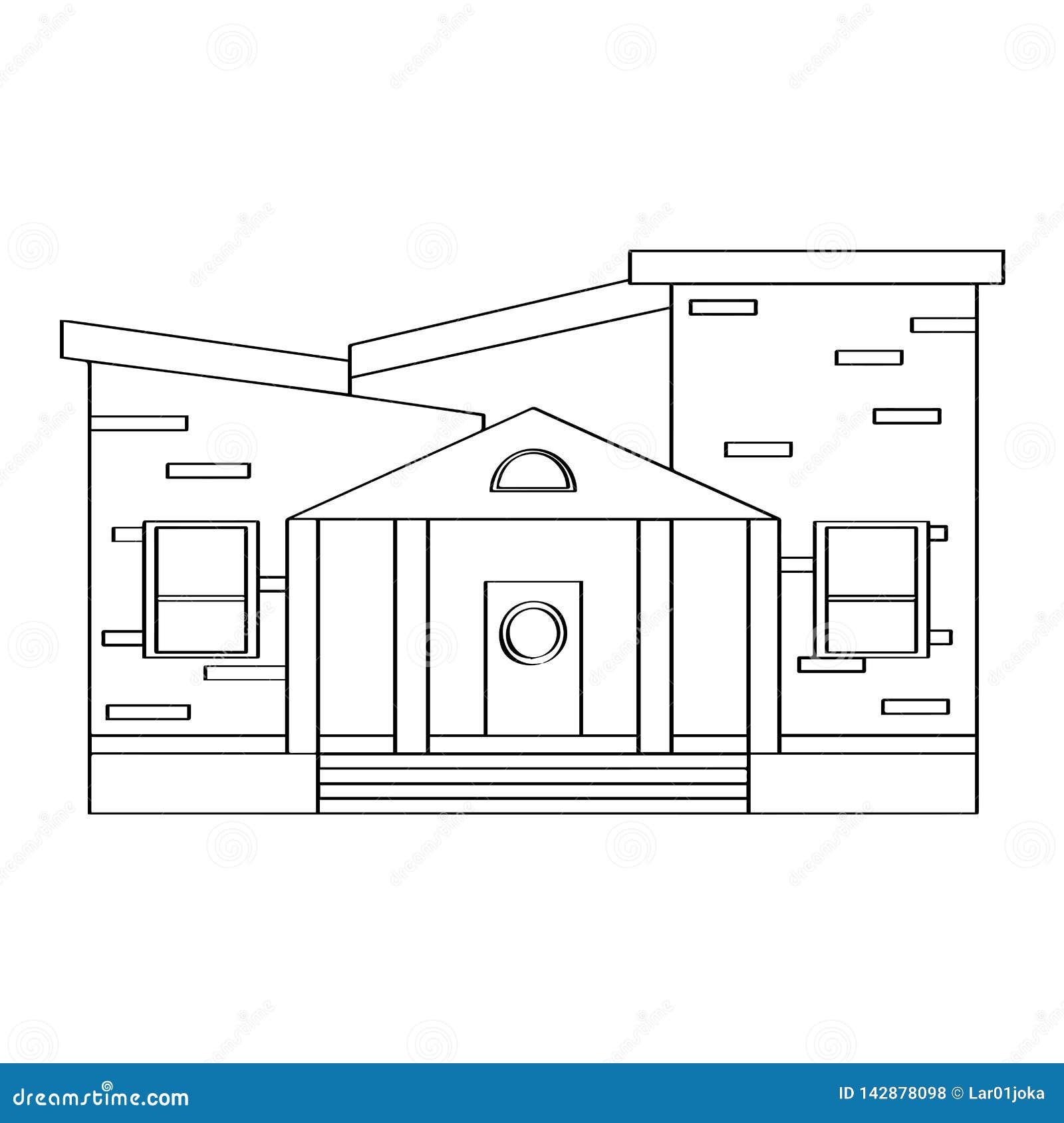 Outline of a Modern House Building Stock Vector - Illustration of ...