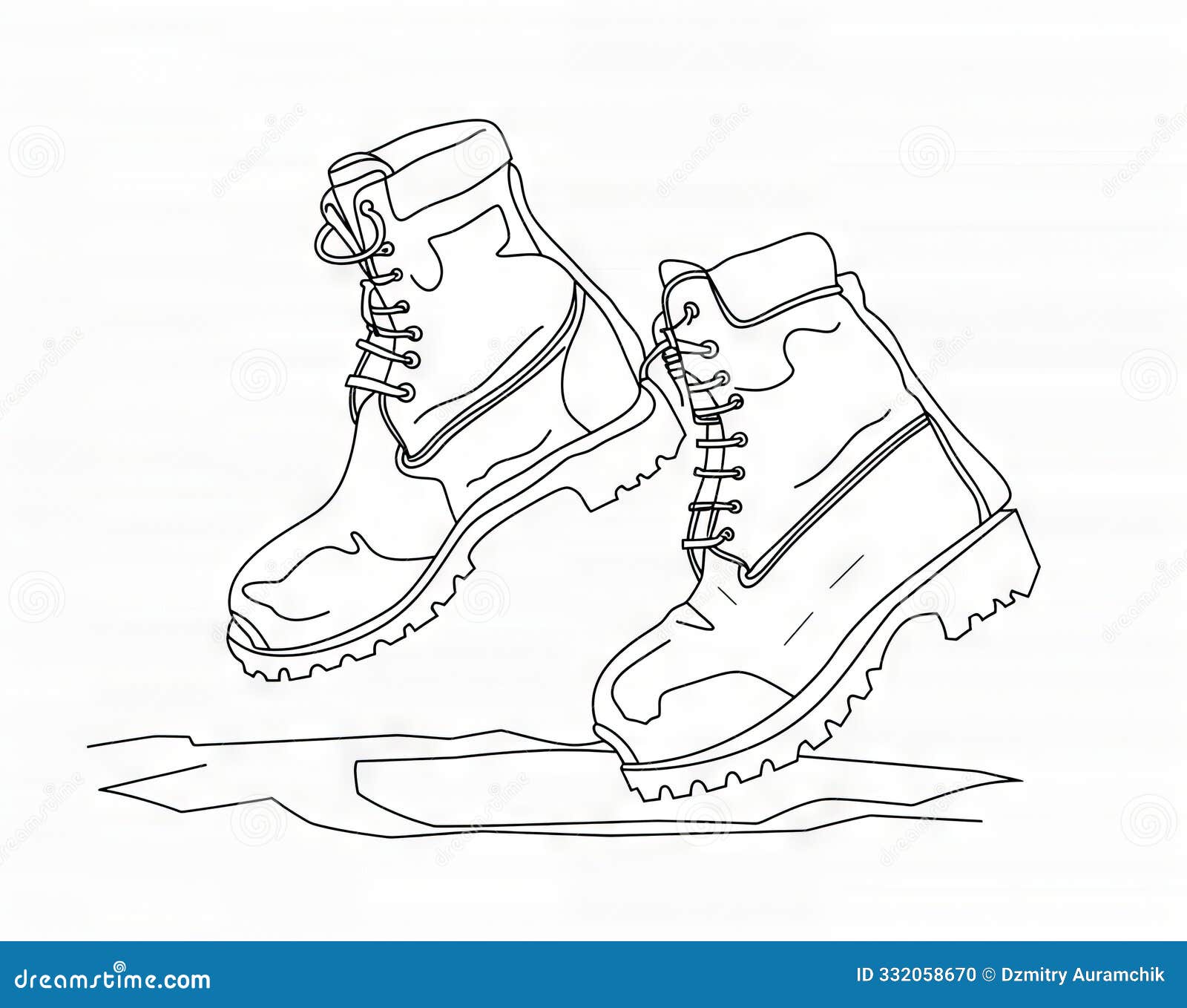 An Outline Modern Illustration of Man S Work Boots. Editable Strokes ...