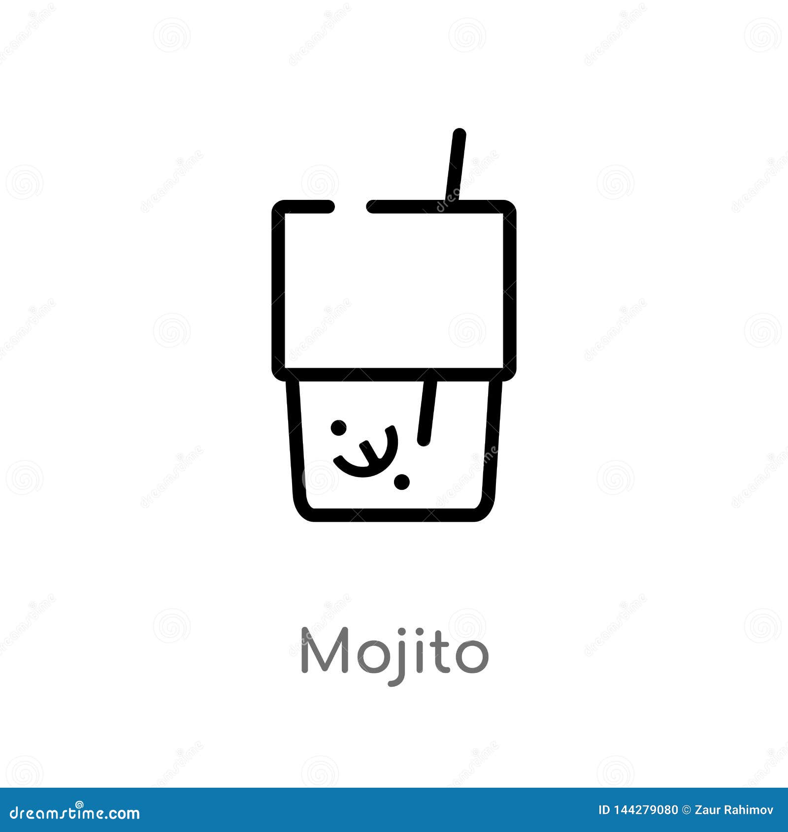 Outline Mojito Vector Icon. Isolated Black Simple Line Element ...