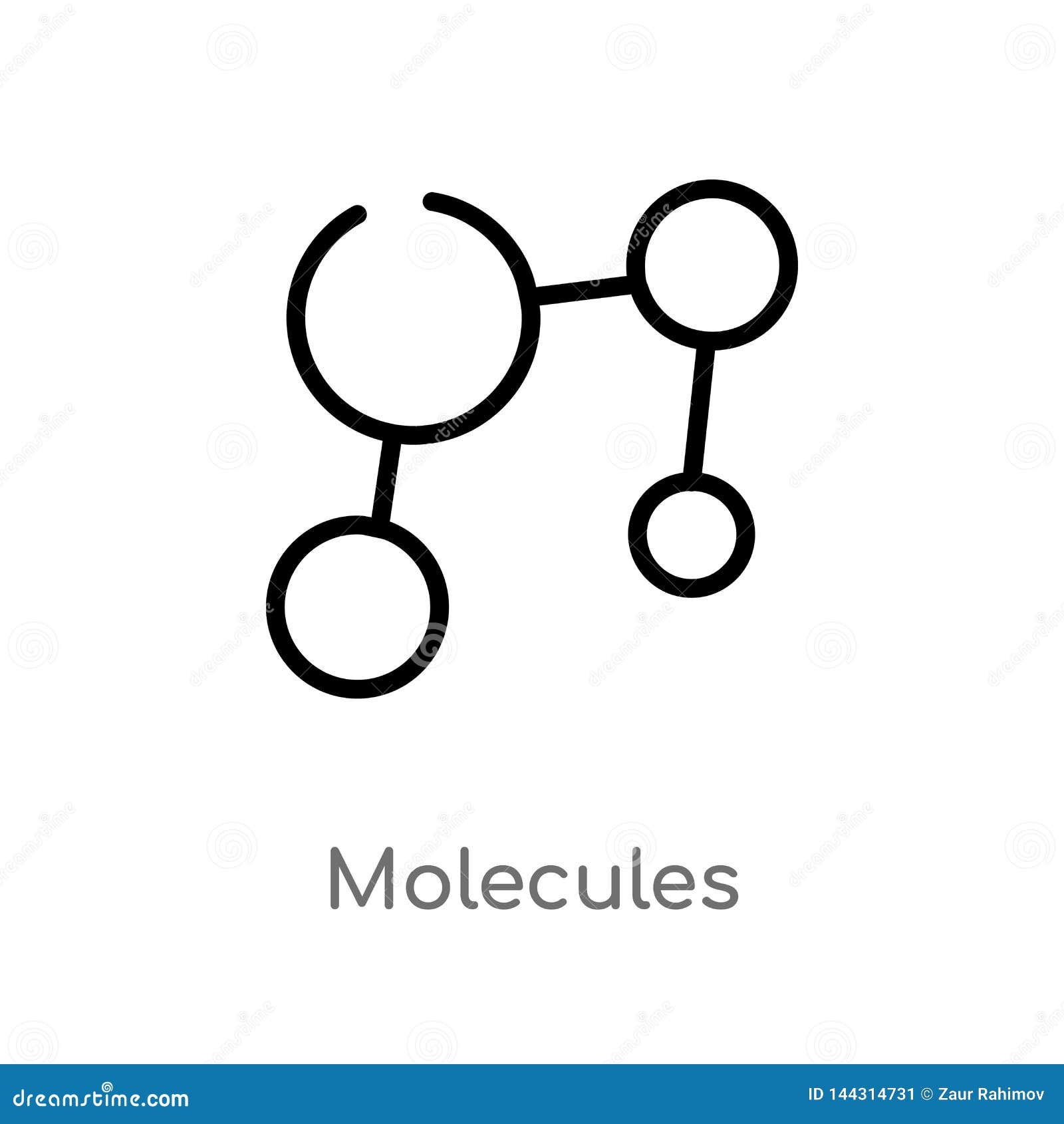 Outline Molecules Vector Icon. Isolated Black Simple Line Element ...