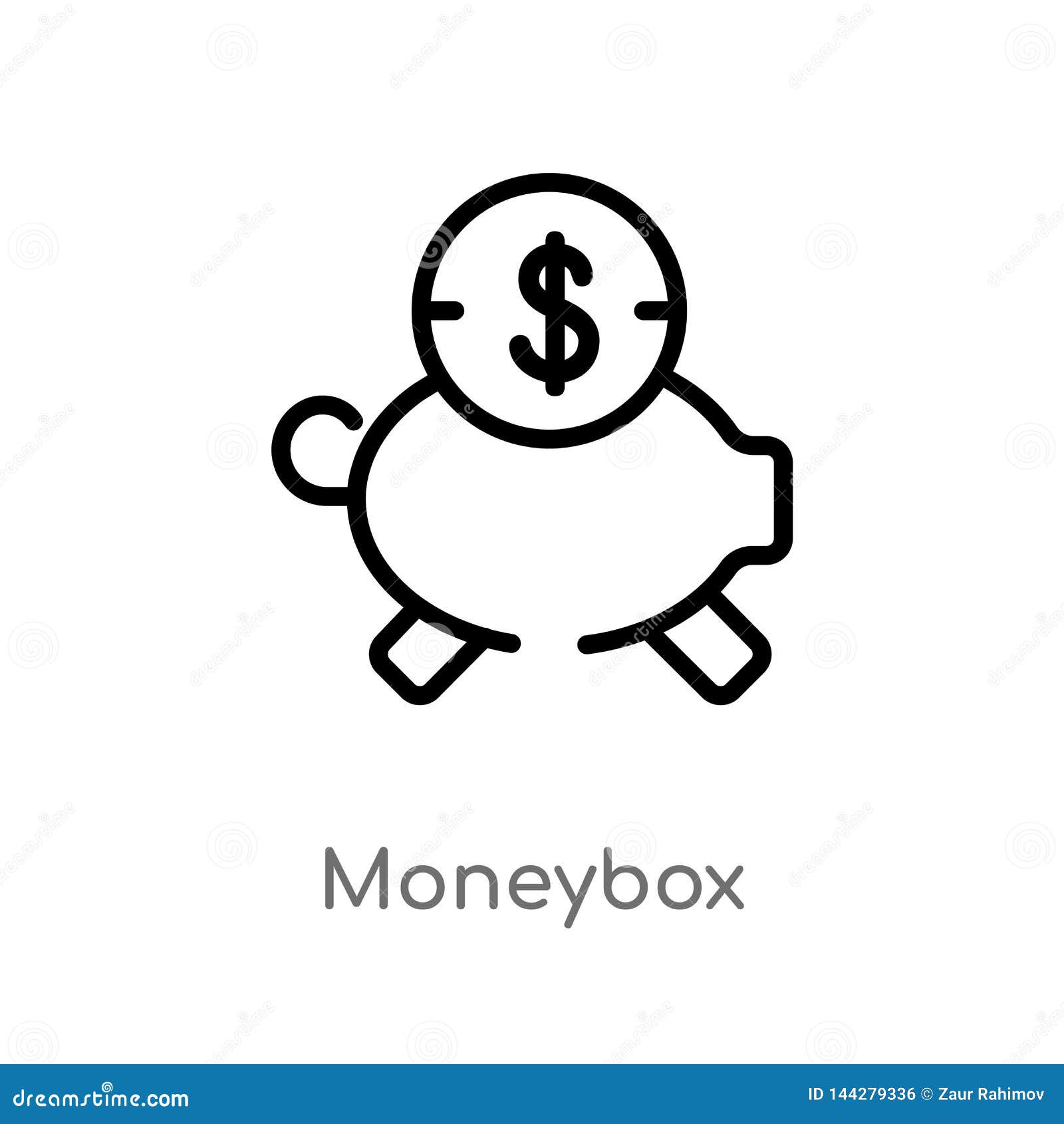 Outline Moneybox Vector Icon. Isolated Black Simple Line Element ...
